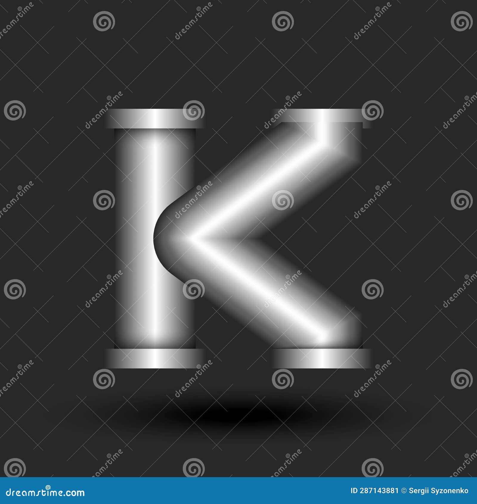 Letter K Logo Monogram 3d Metallic Line Pipe Shape Construction with ...