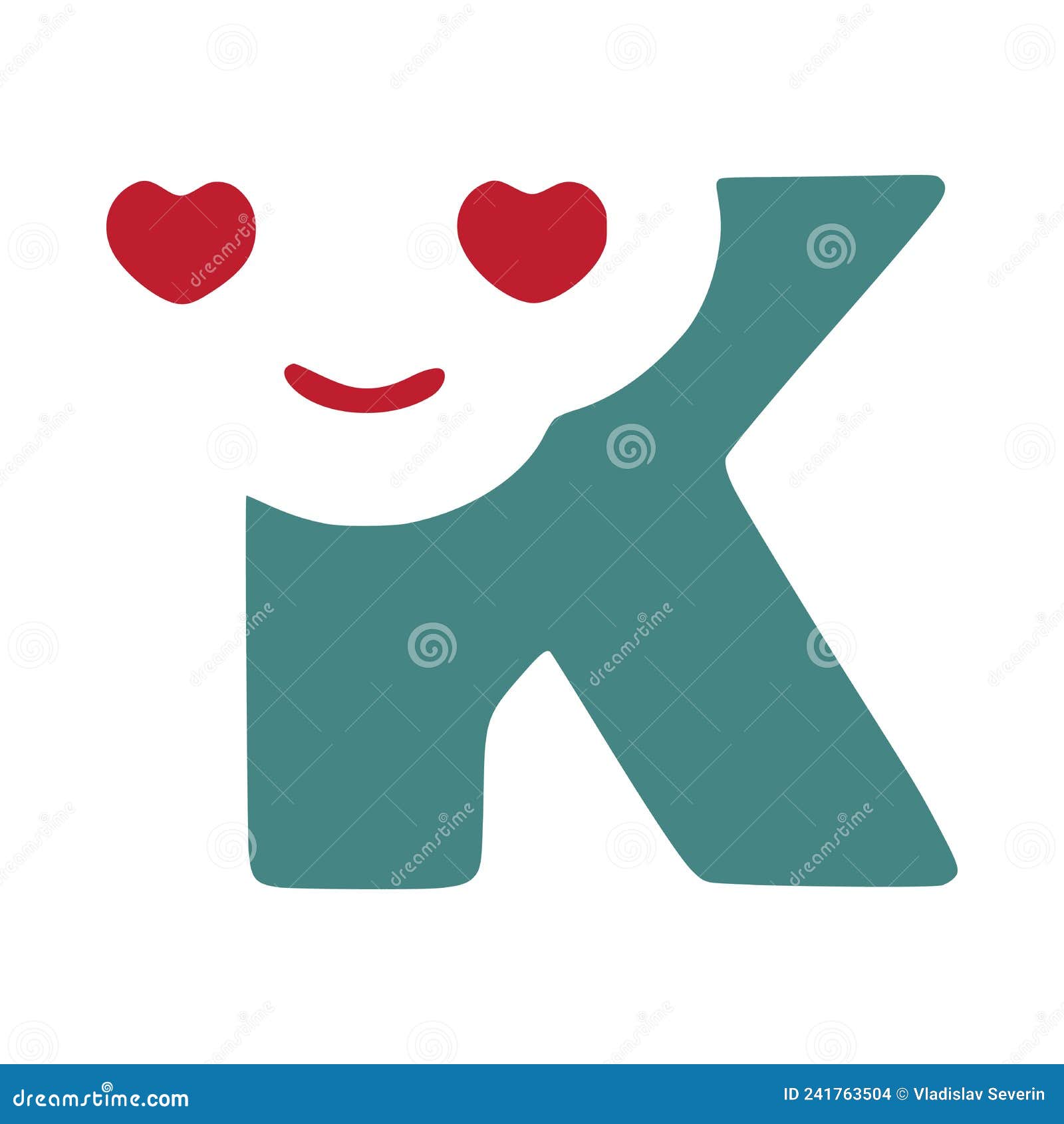 Letter K in Love is a Cute Smiley Stock Illustration - Illustration of ...