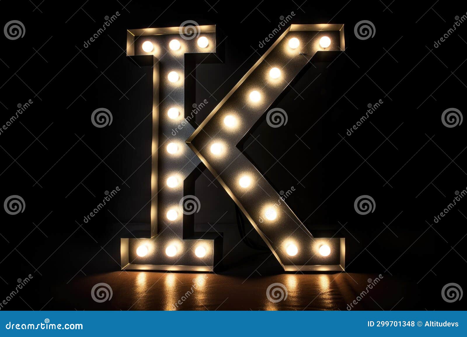 Letter K, Marquee Lights Style, on Black Background Stock Photo - Image ...