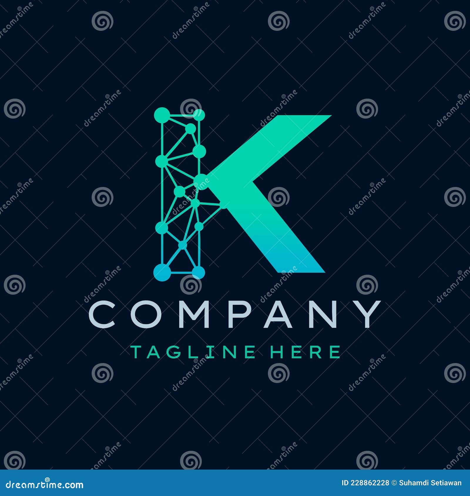 Letter K Molecule Logo, Bio Tech Connect Dots Science Technology Logo ...