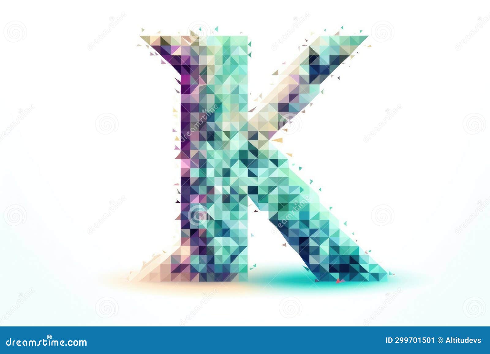Letter K, Pixel Art Style, on White Background Stock Illustration ...