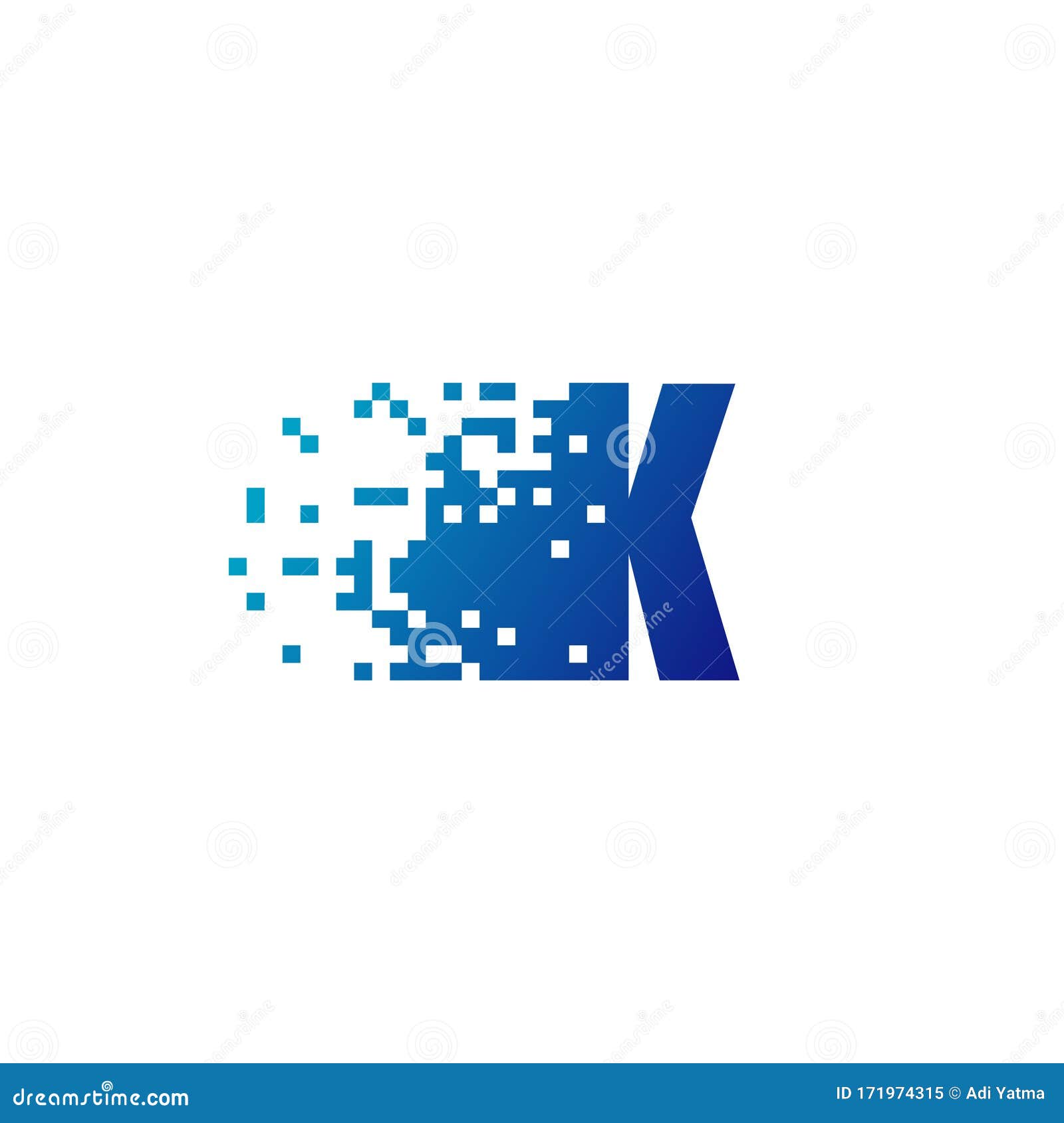 Letter K, Technology Logo with Pixel Symbol Stock Vector - Illustration ...