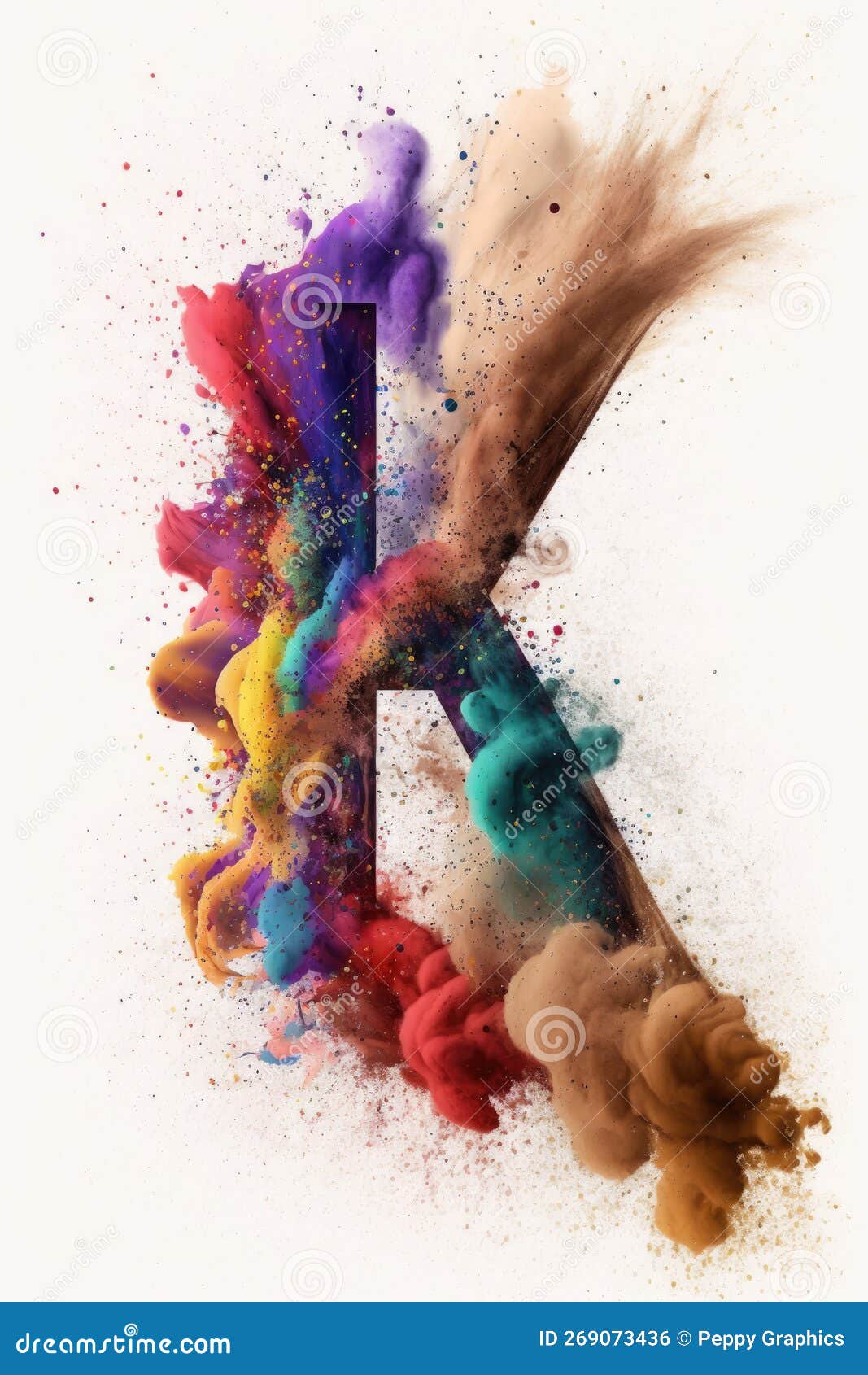 Letter K with powder blast stock illustration. Illustration of font ...