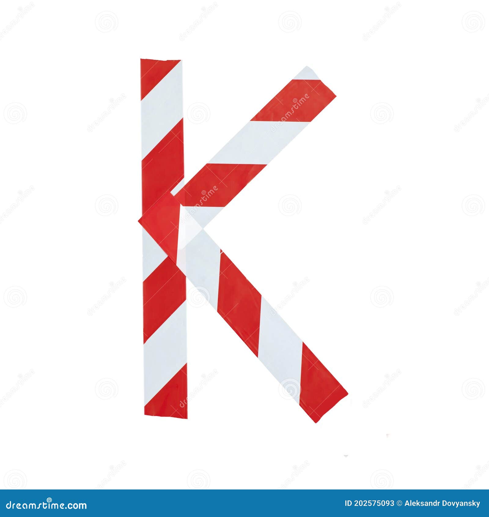 Letter K from Red and White Warning Tape. Isolated on White Background ...