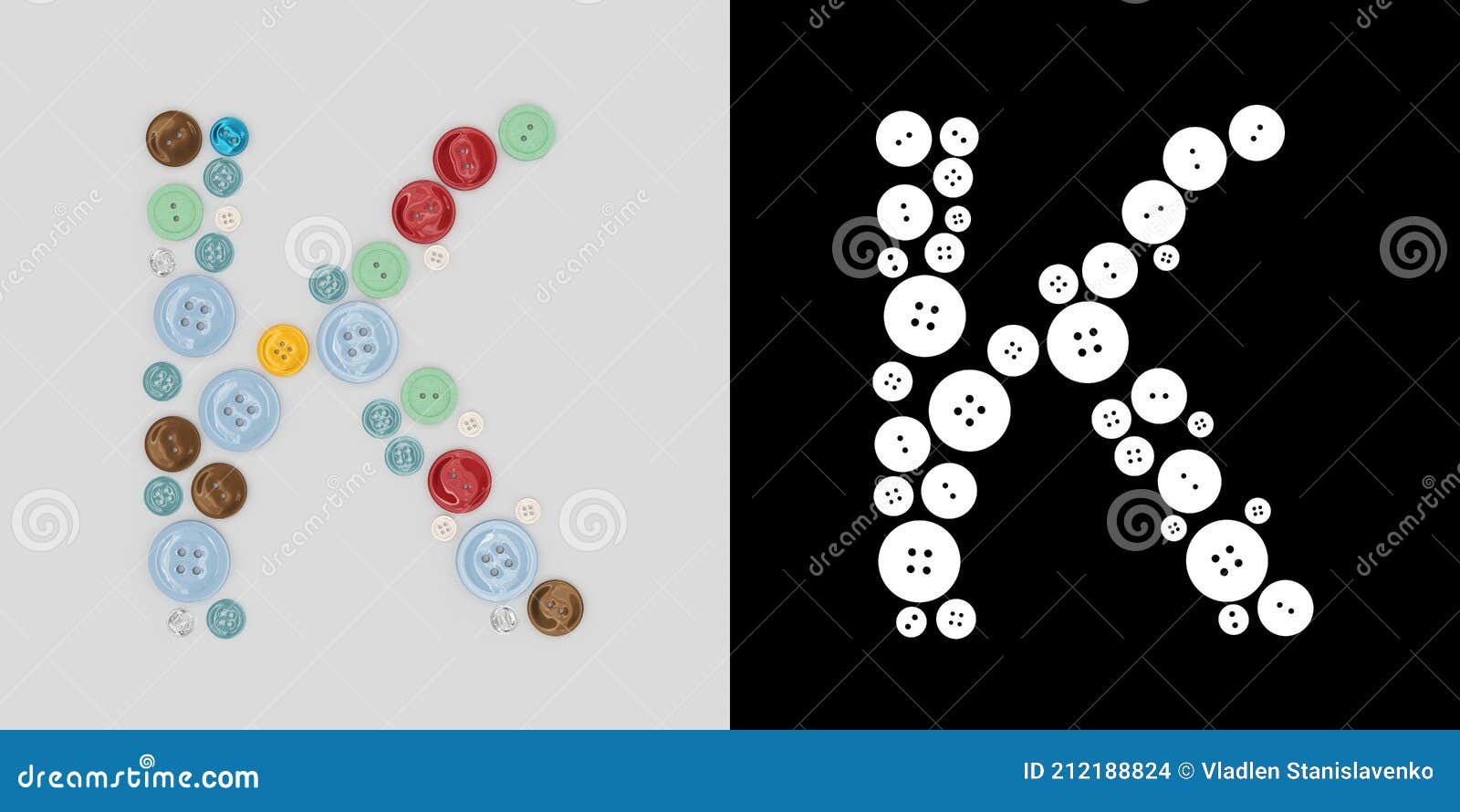 Letter K of Sewing Button Alphabet. Alphabet from Buttons . Letter from ...