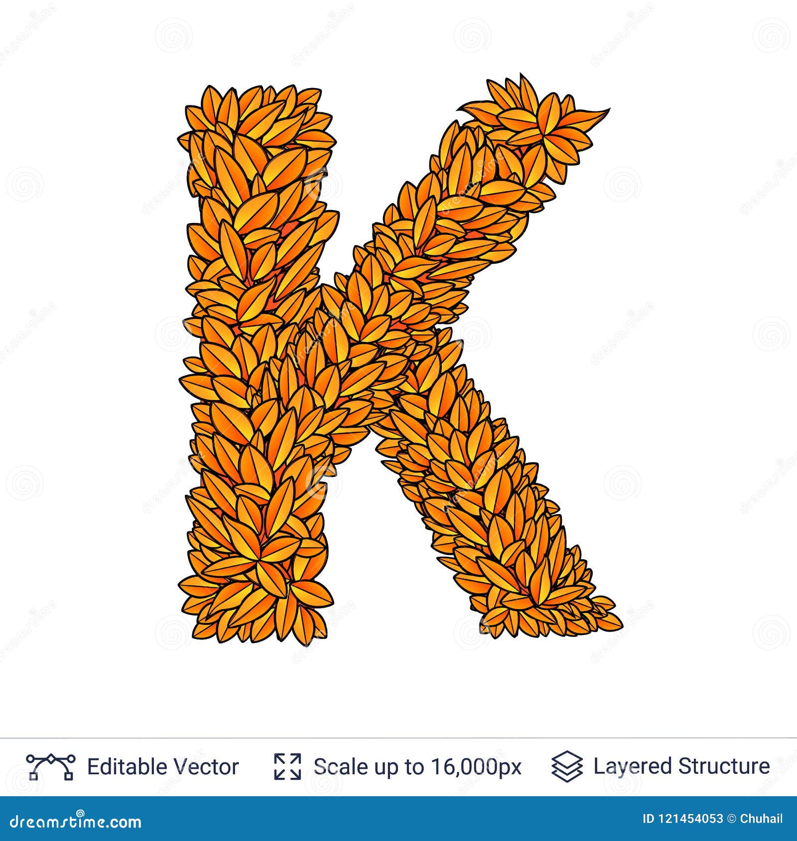 Letter K Sign of Autumn Leaves. Stock Vector - Illustration of garden ...