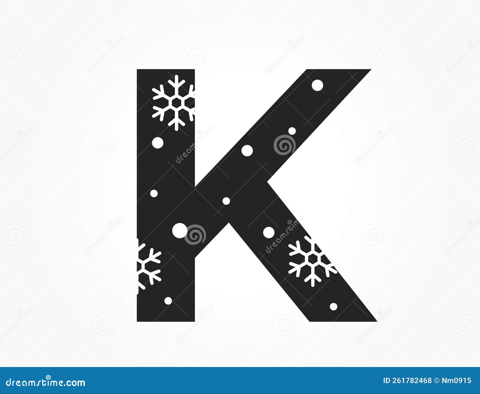 Letter K with Snowflake and Snow. Initial Letter for Christmas, New ...