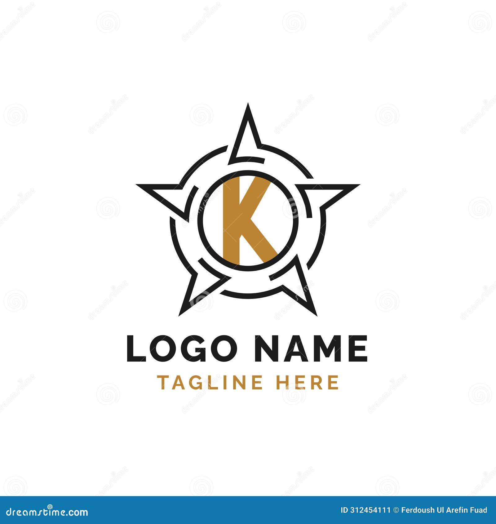 Letter K Star Logo Design. Alphabet K Logo with Star Stock Vector ...