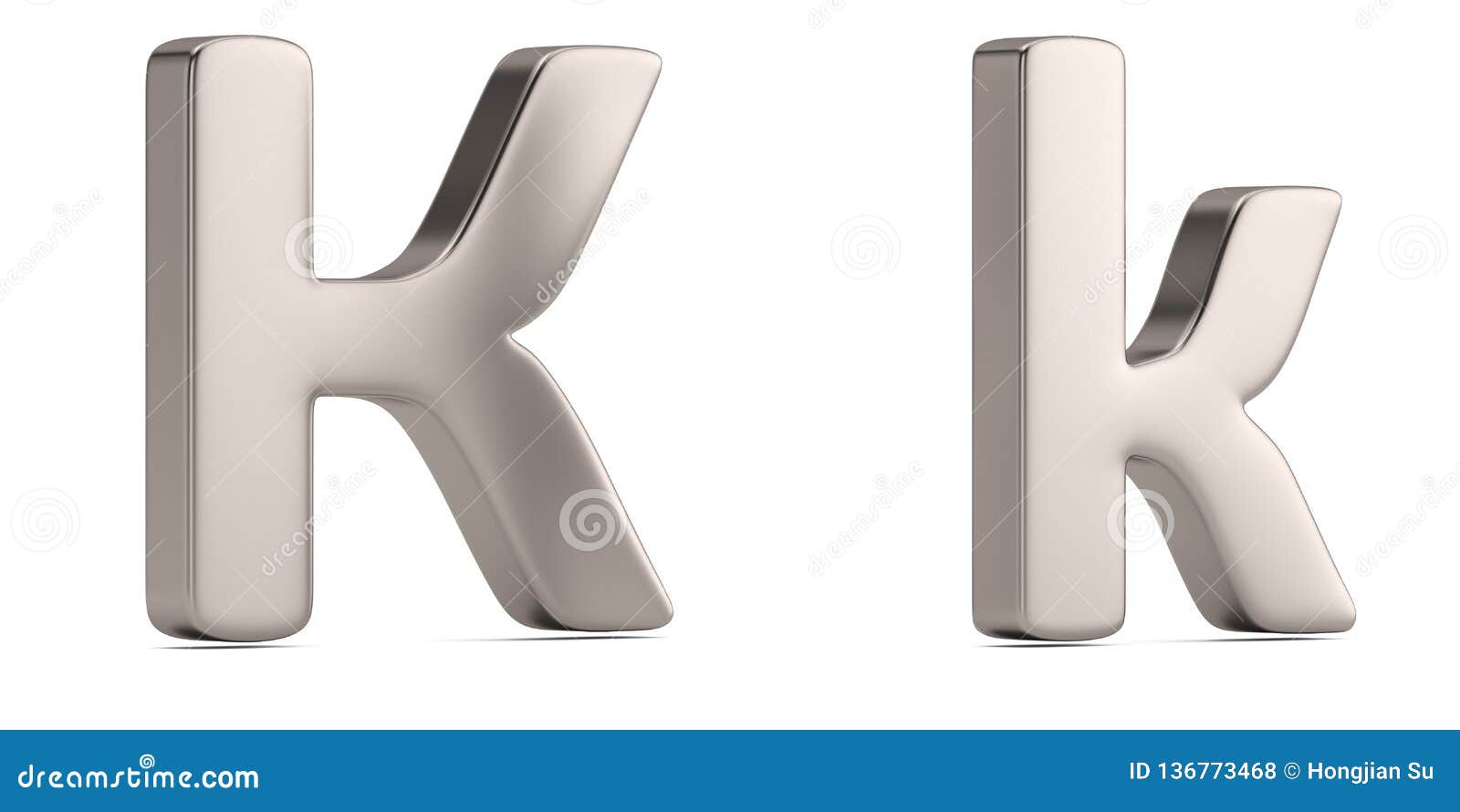 Letter K from Steel Solid Alphabet Isolated on White Background. 3D ...