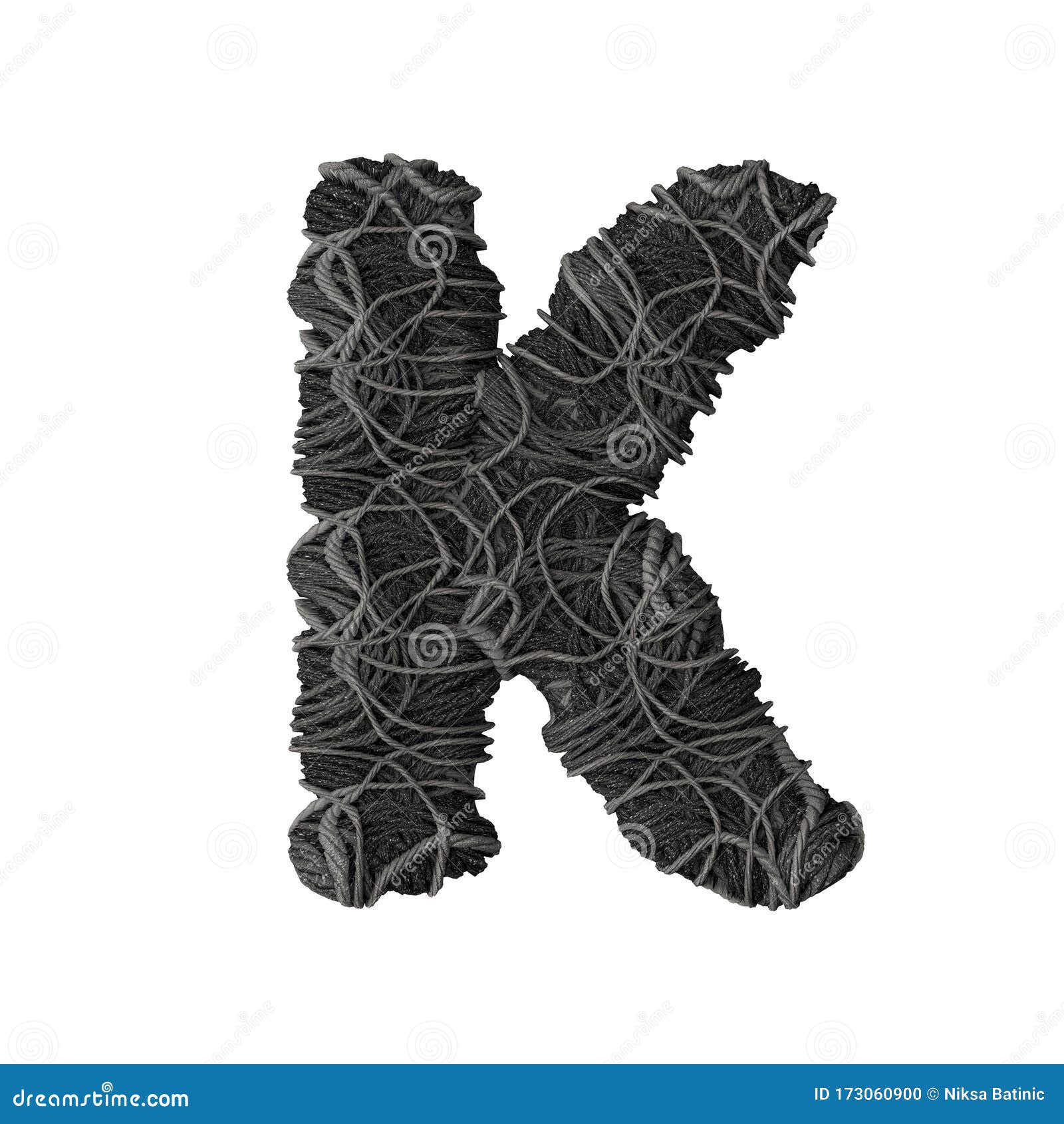 Letter K Stylized in the Form of a Rope Pile Stock Illustration ...