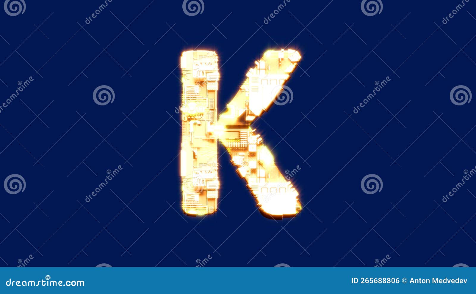 Letter K, Technological Burning Orange Cyberpunk Font on Chroma Key ...