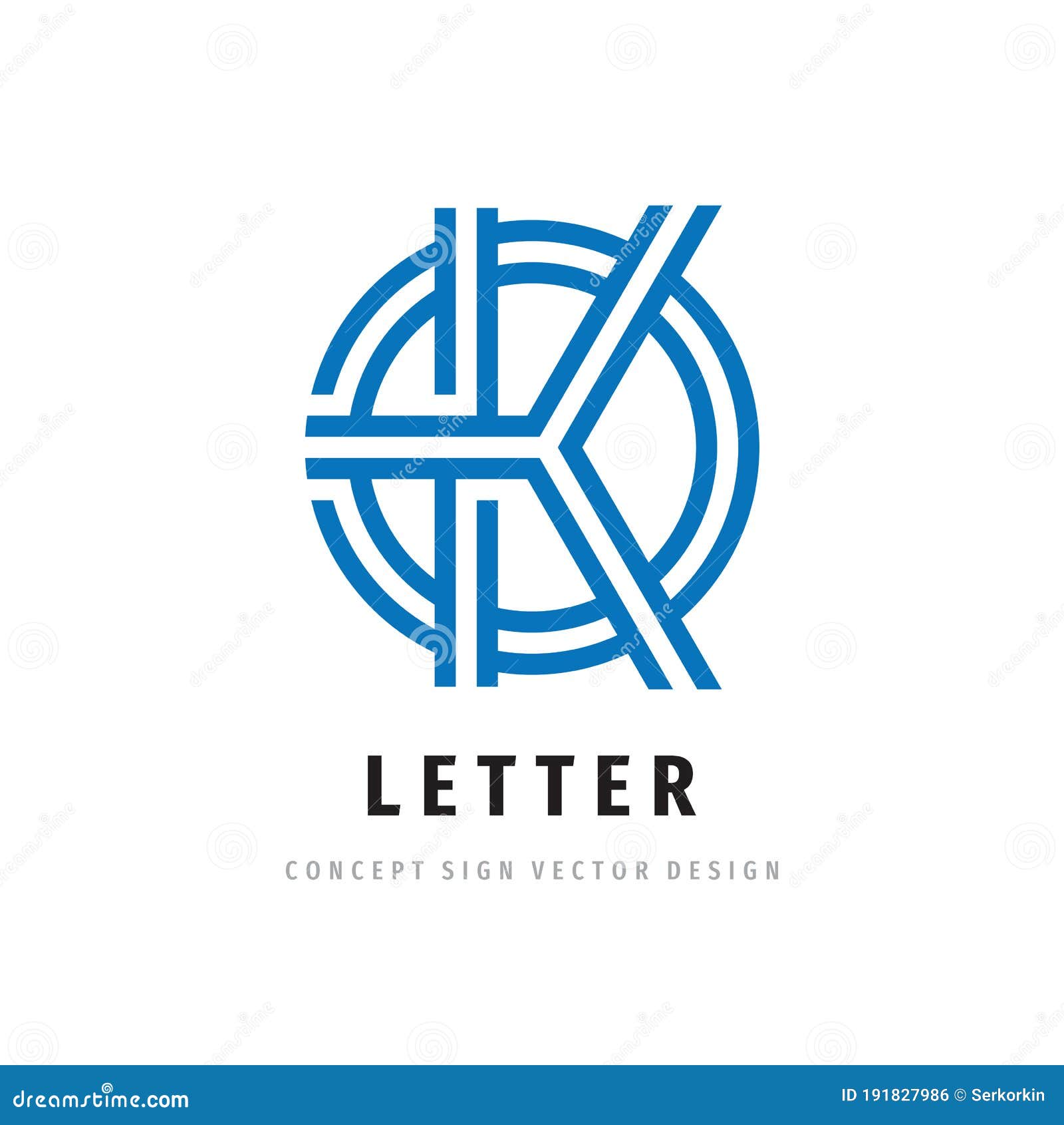 Letter K - Vector Logo Design. Abstract Creative Sign in Circle Shape ...