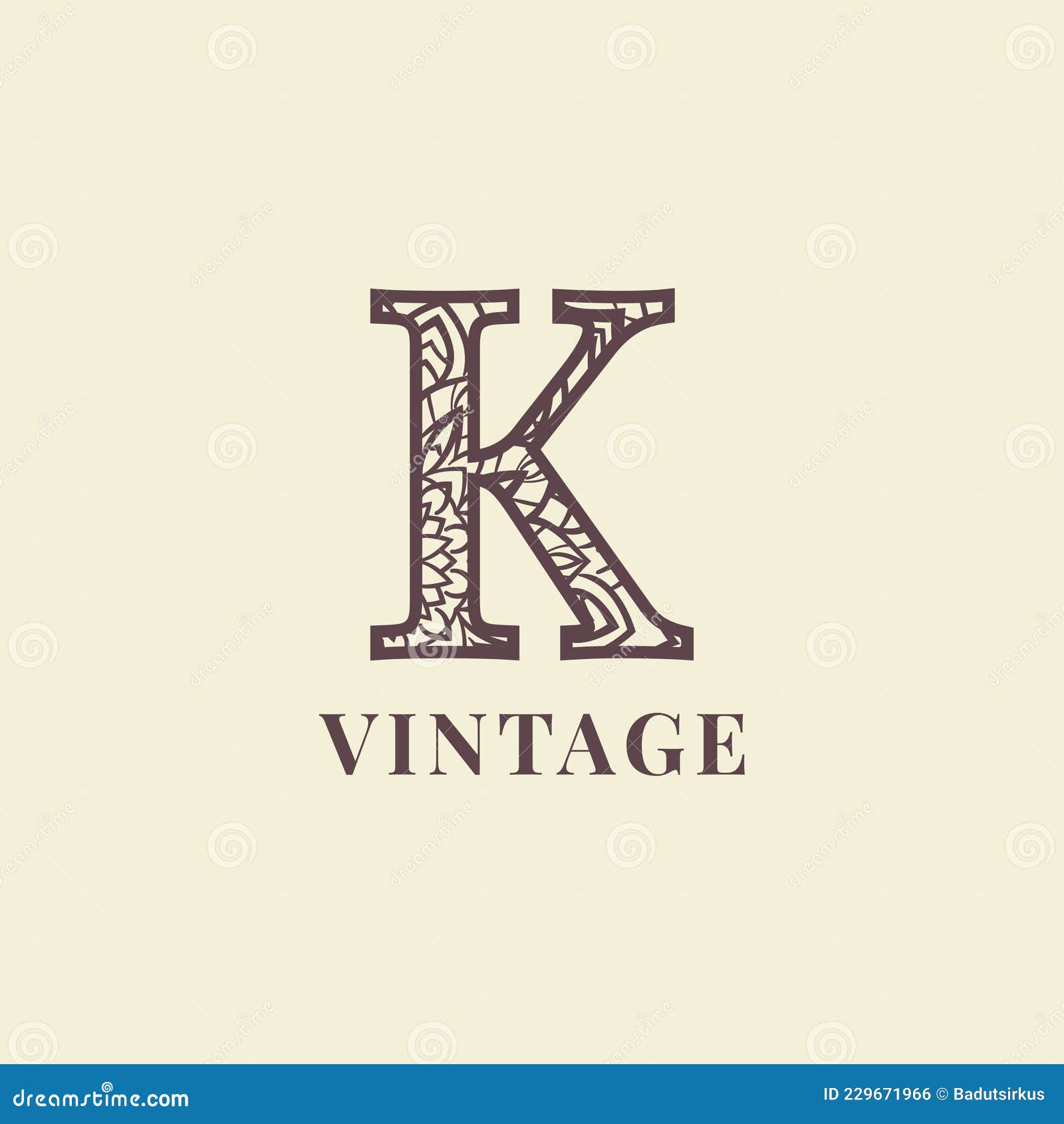 Letter K Vintage Decoration Logo Stock Vector - Illustration of graphic ...