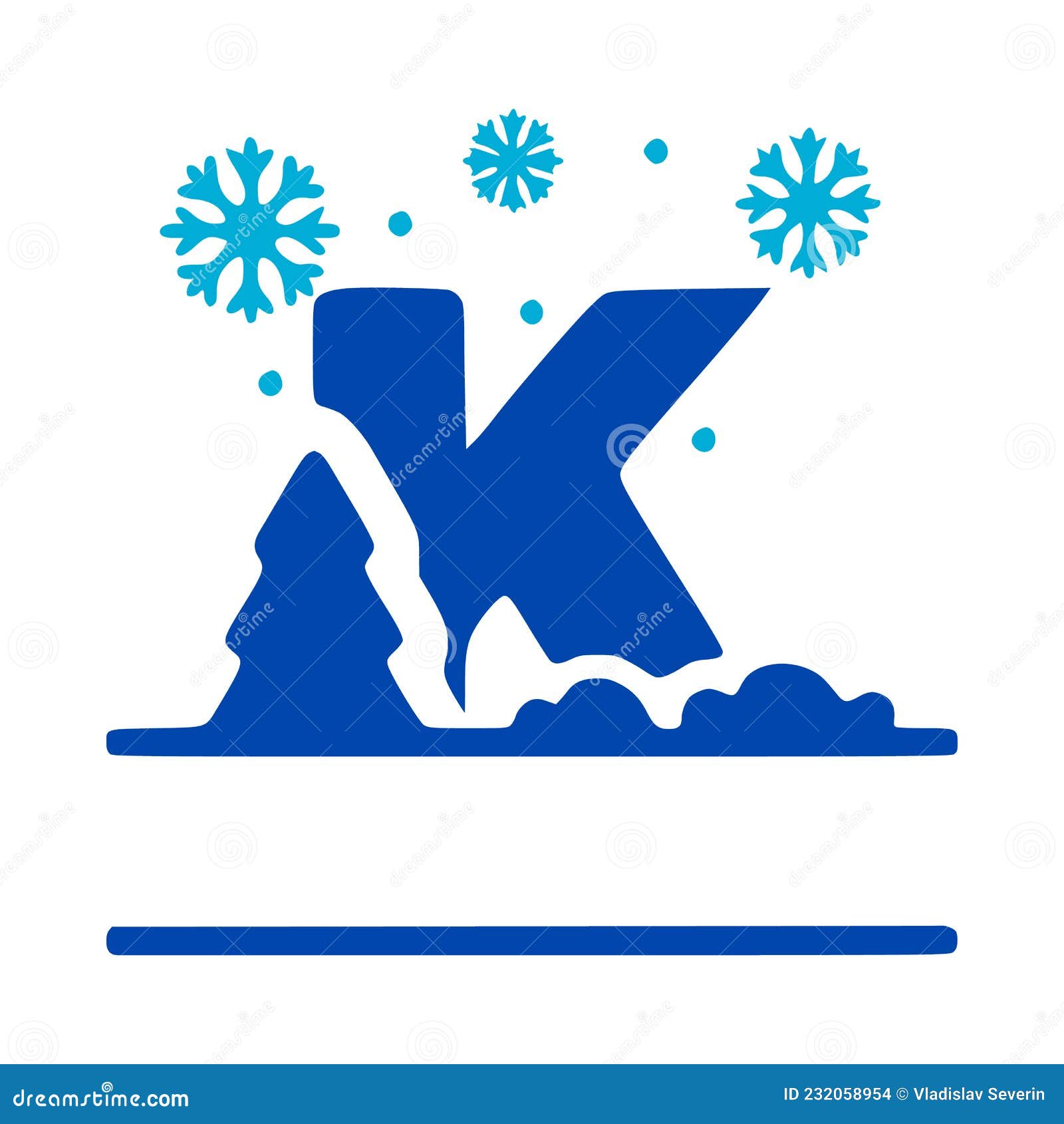 Letter K and Winter Composition Monogram Stock Vector - Illustration of ...