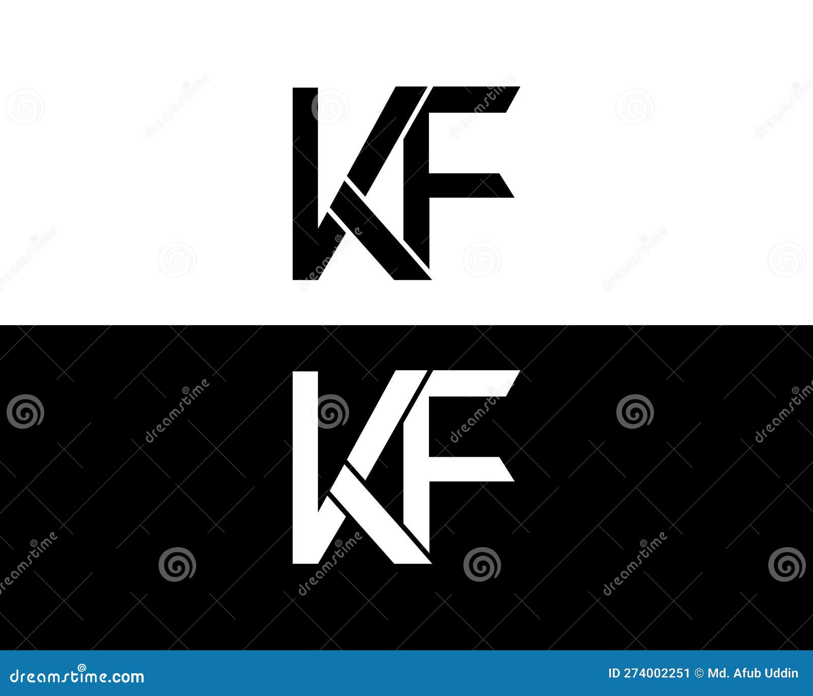 Letter KF Logo Monogram Vector Design Stock Vector - Illustration of ...