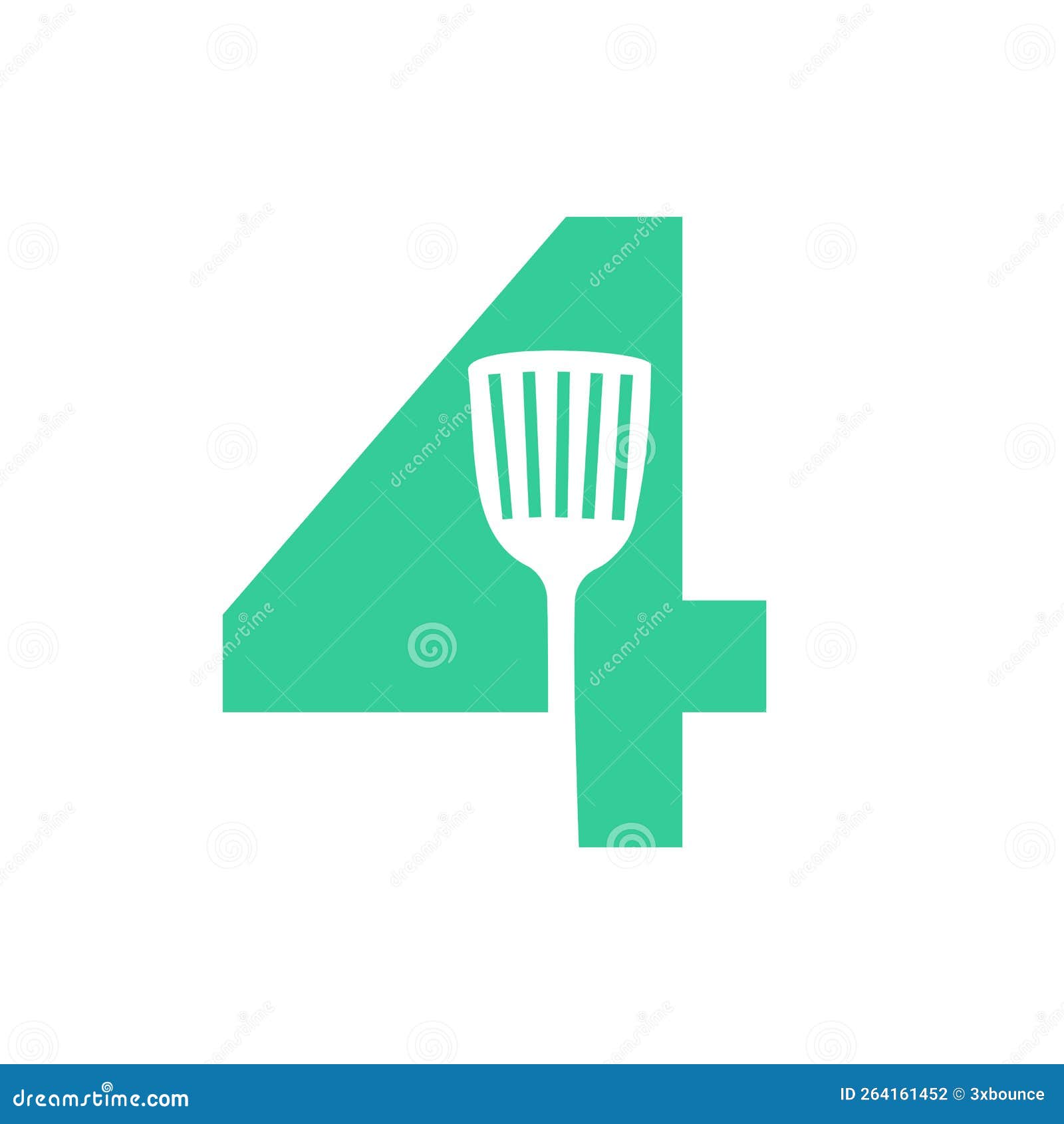 Letter 4 Kitchen Spatula Logo. Kitchen Logo Design Combined with ...