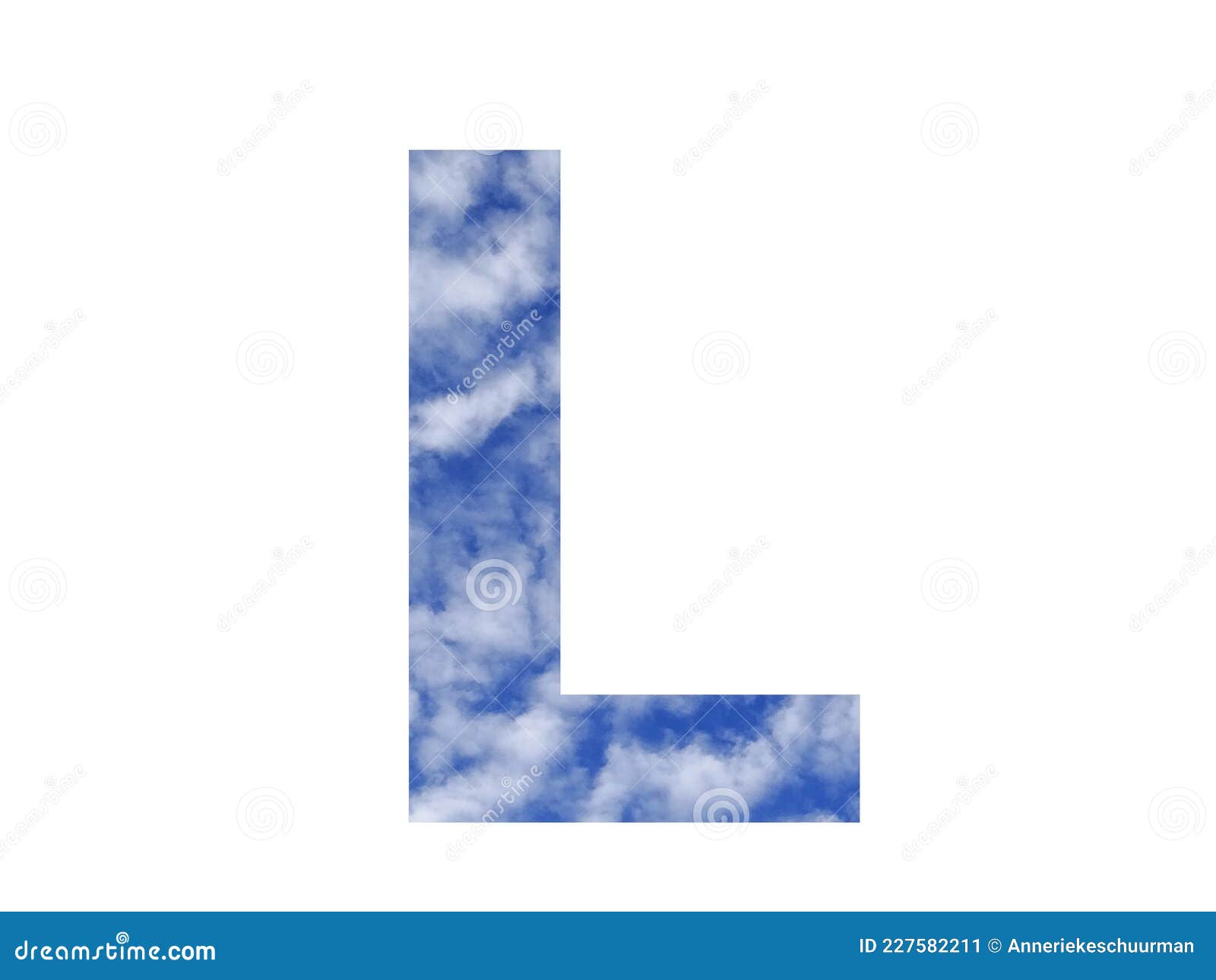 Letter L of the Alphabet Made with a Blue Sky and White Clouds Stock ...
