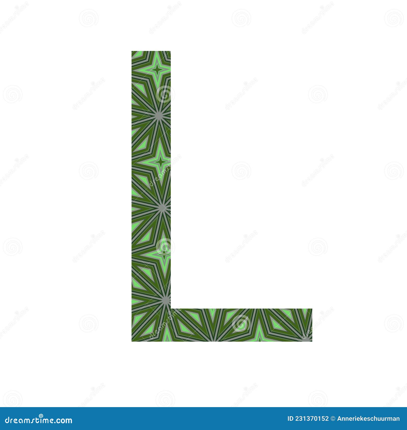 Letter L of the Alphabet Made with a Pattern of Green Stars Stock ...