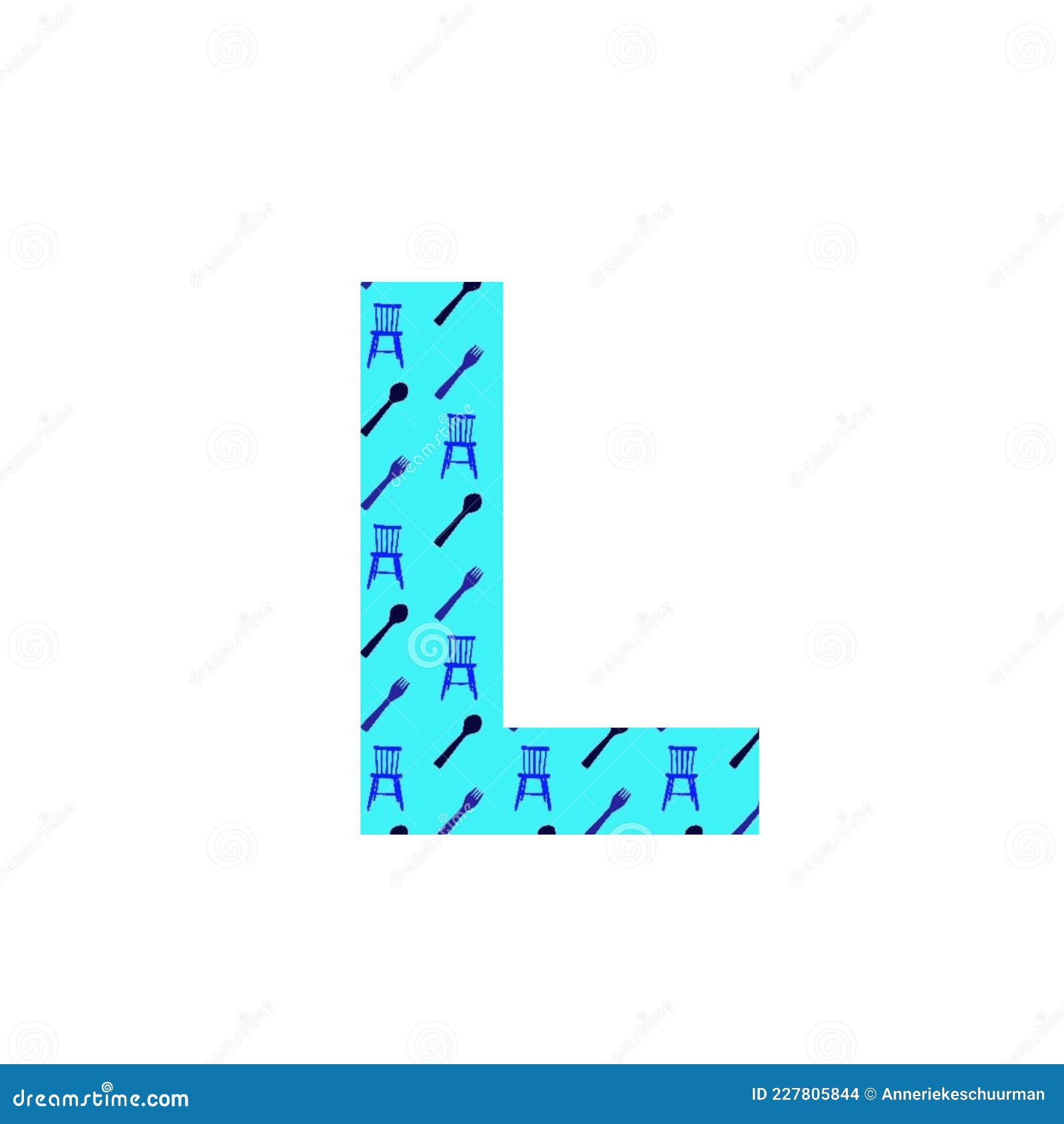 Letter L of the Alphabet Made with a Pattern of Spoons, Forks and ...