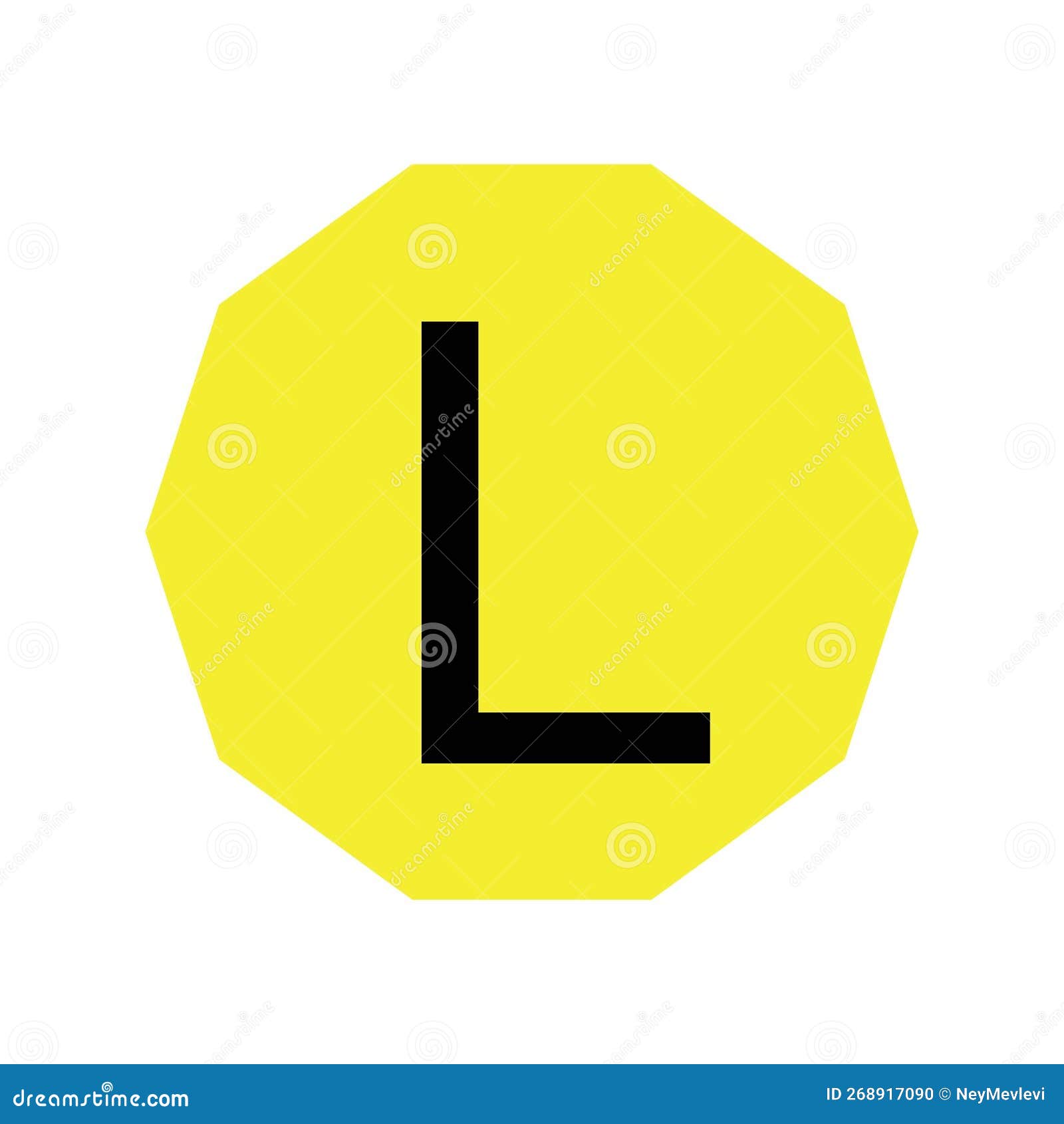 The Letter L is Black in Color with a Yellow Decagon Stock Illustration ...