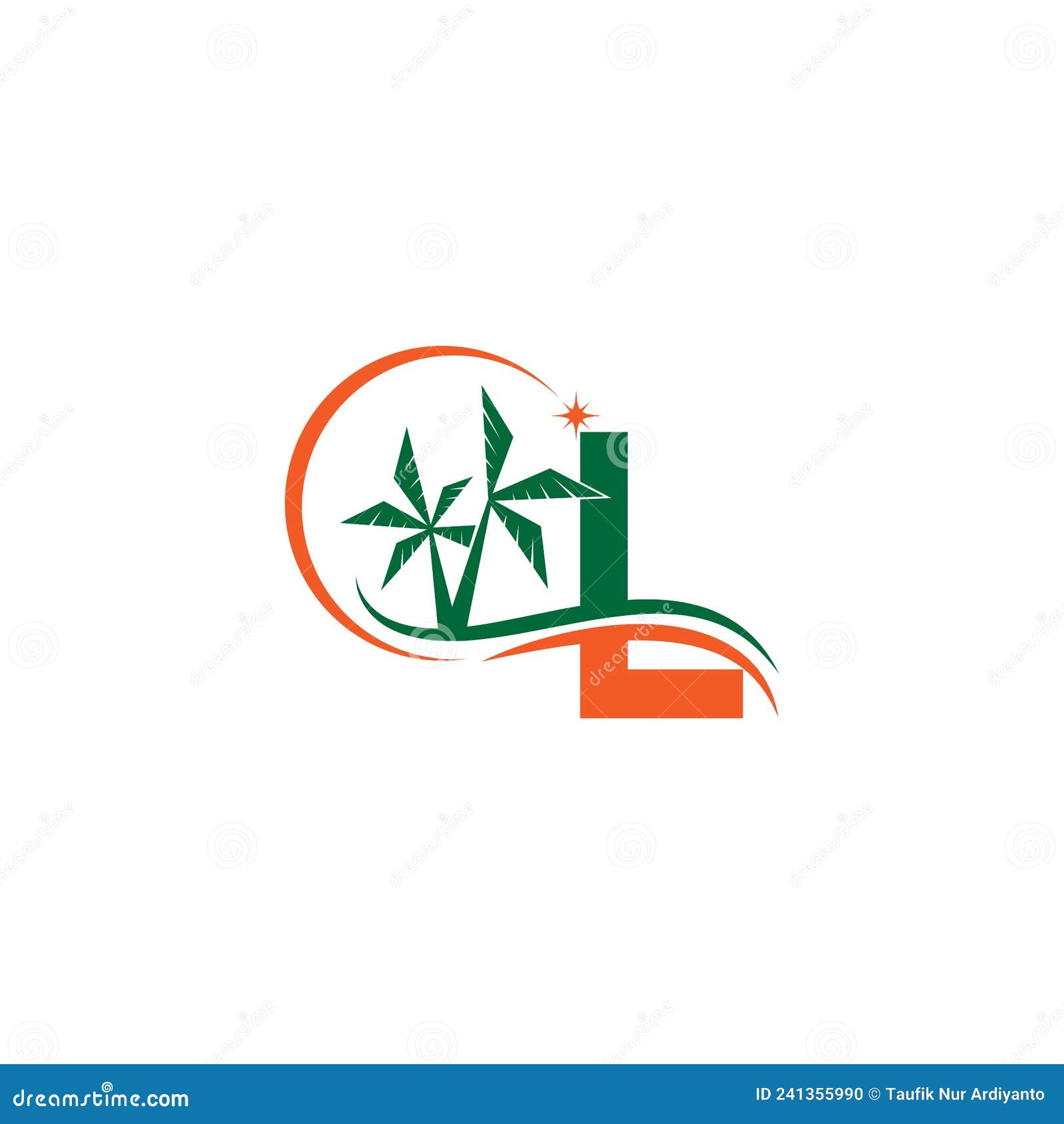 Letter L Blends with Coconut Trees by the Beach at Night Stock ...