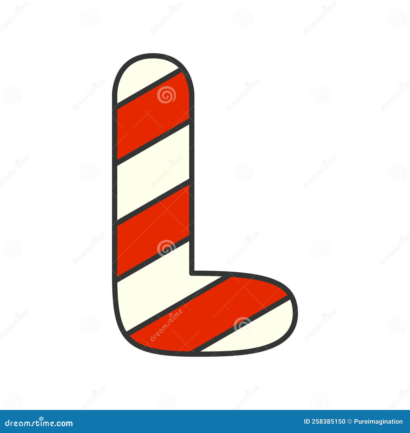 Letter L Candy Cane, Vector Illustration Stock Vector - Illustration of ...