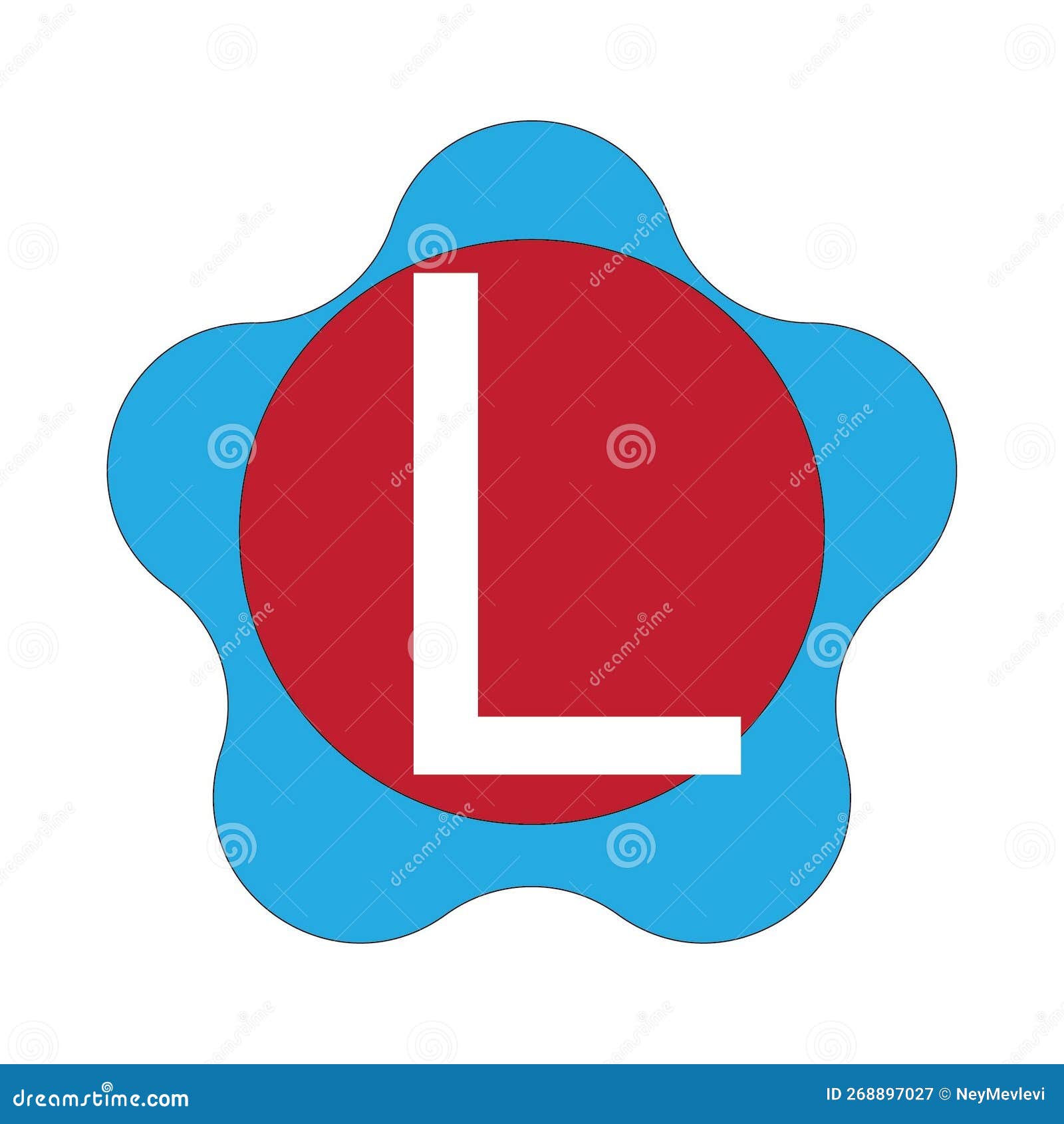Letter L in a Circle with Blue Flower Petals Frame Stock Illustration ...