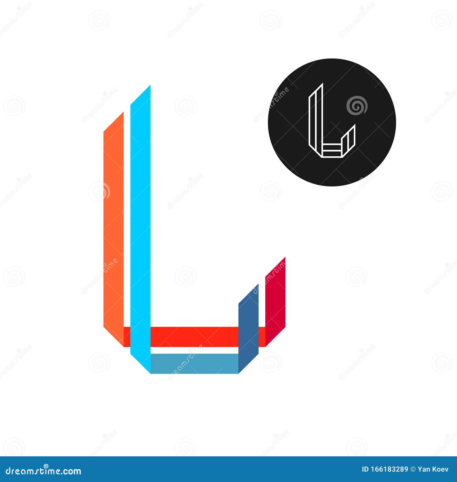 Letter L Colorful Creative Logo Ribbons Style Design. Stock Vector ...