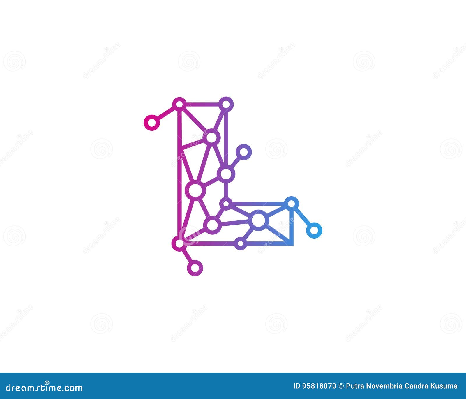 Letter L Connect Dot Network Icon Logo Design Element Stock Vector ...