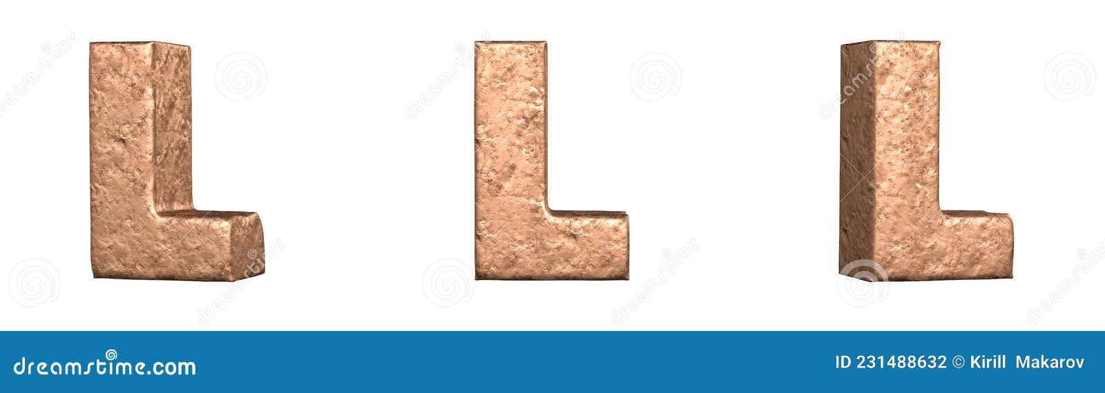 Letter L from Copper Letters Alphabet Collection Set. Isolated Stock ...