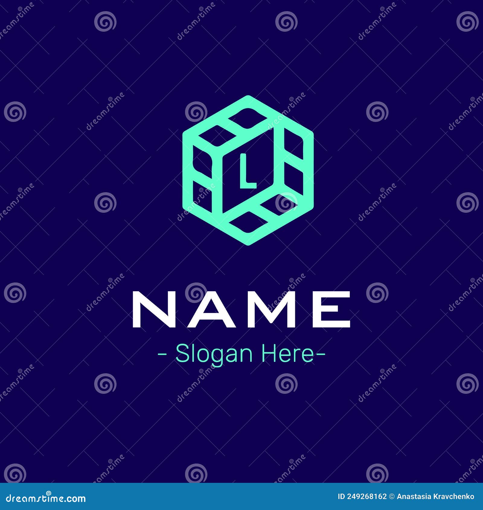 Letter L Cube Logo Icon Design Template Elements Light Blue on Dark ...