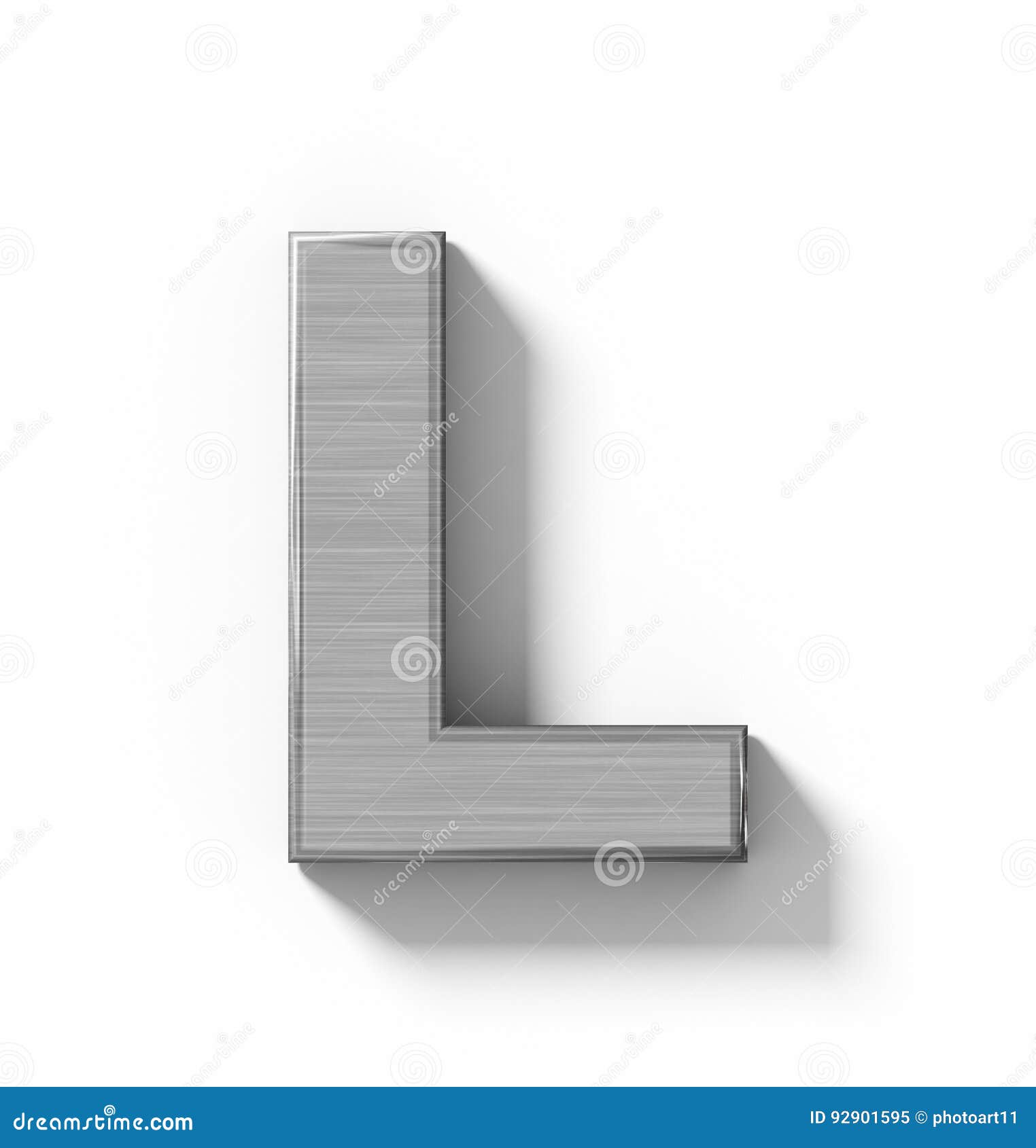 Letter L 3D Metal Isolated on White with Shadow - Orthogonal Pro Stock ...