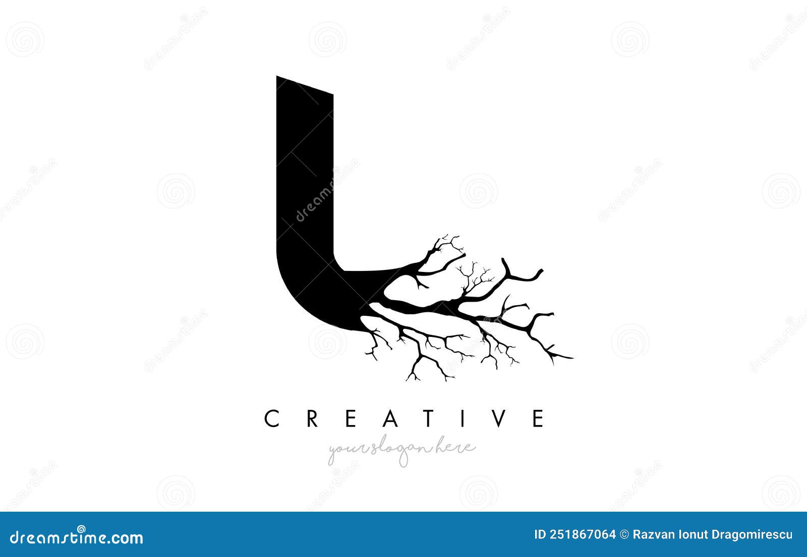 Letter L Design Logo with Creative Tree Branch. L Letter Tree Icon Logo ...