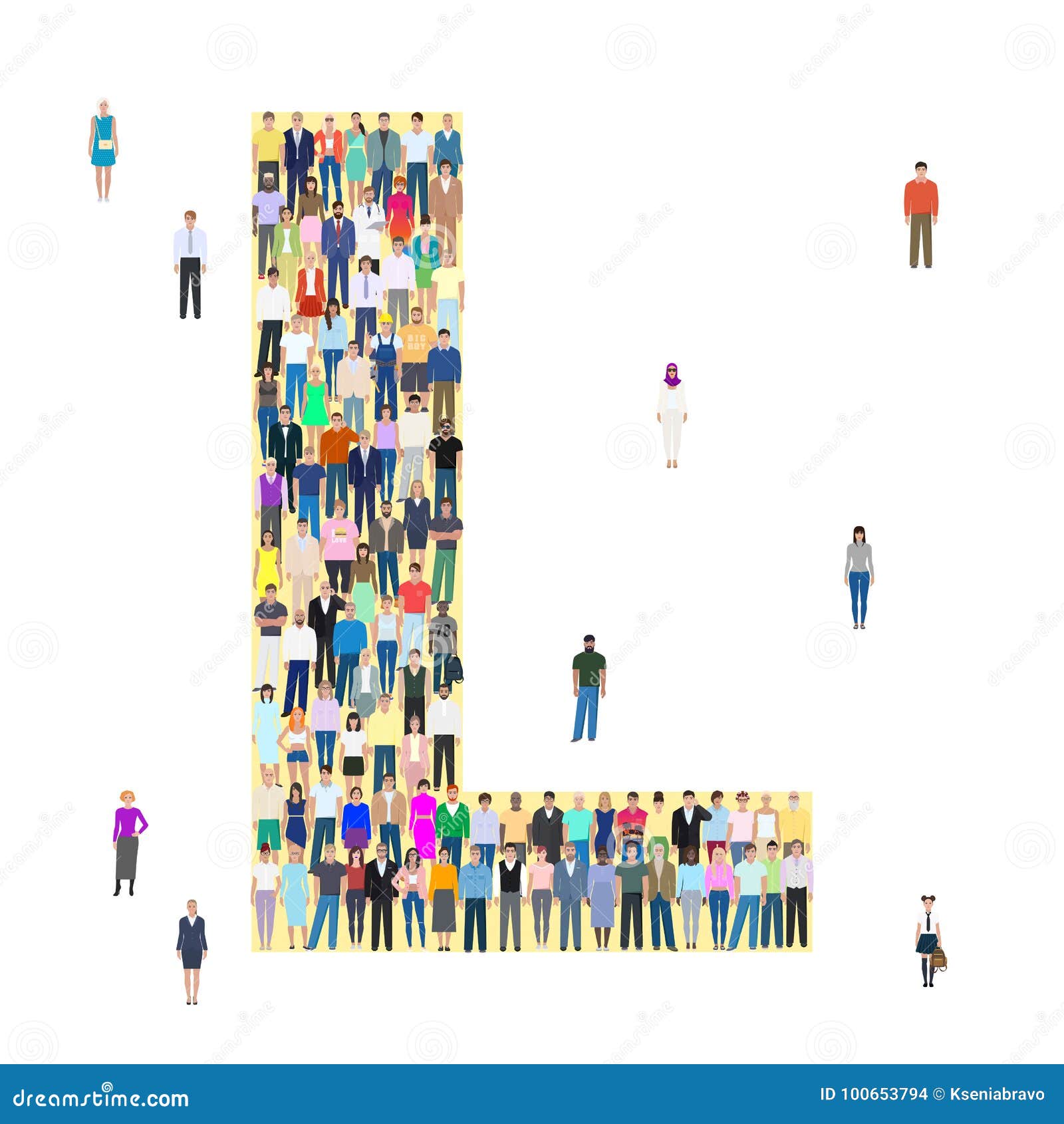 Letter L, Different People, Vector Illustration Stock Vector ...