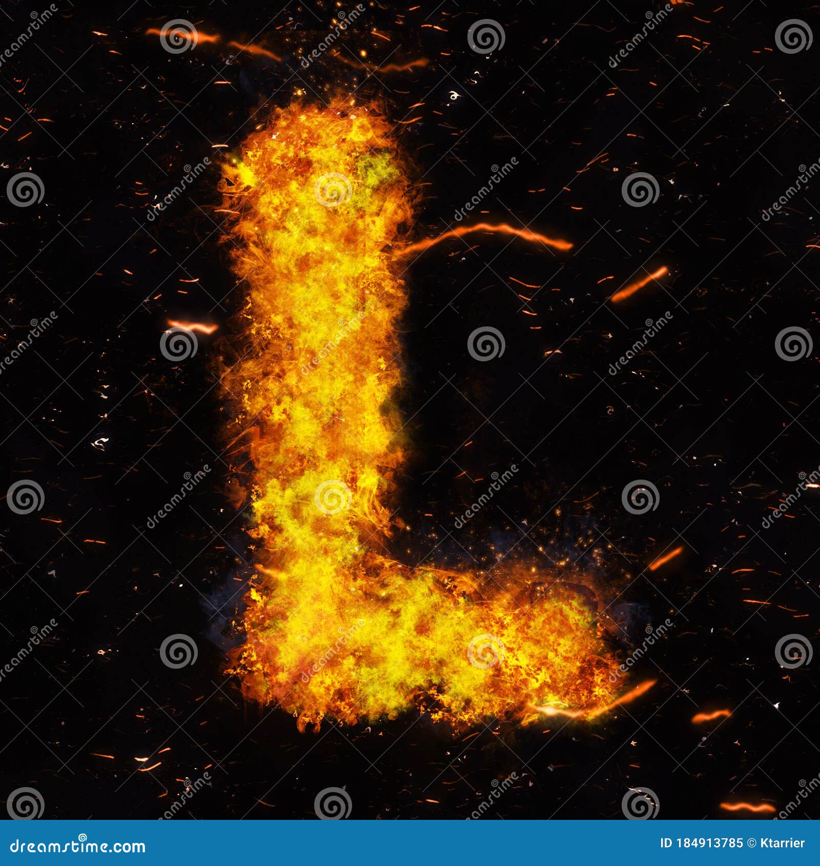 Letter L Flame Explosion Shape with Embers and Sparks Stock ...