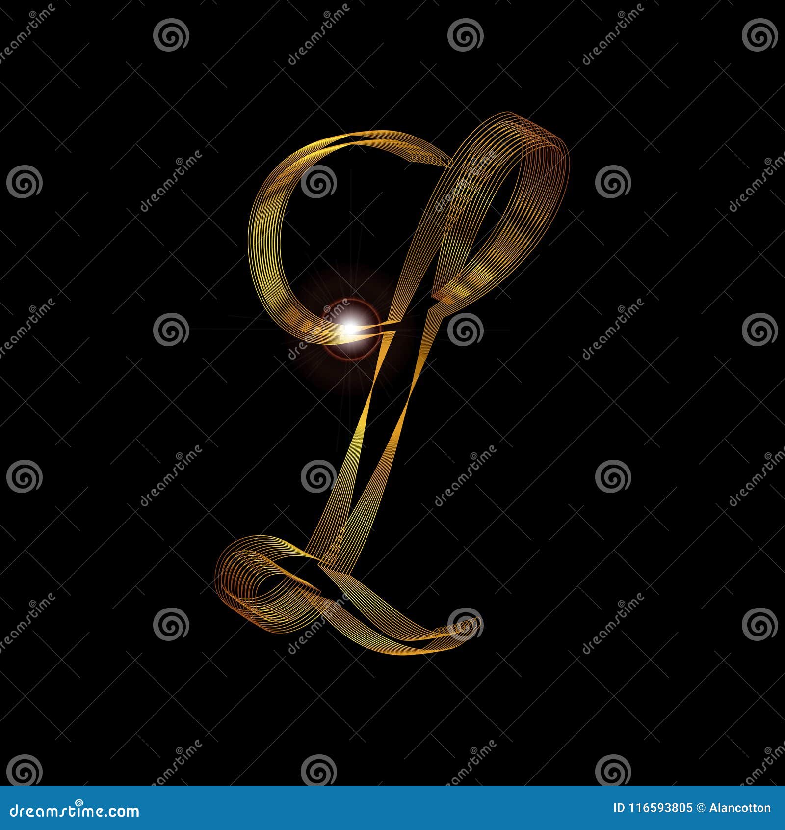 Letter L in Gold Fine Thread Stock Vector - Illustration of metal ...