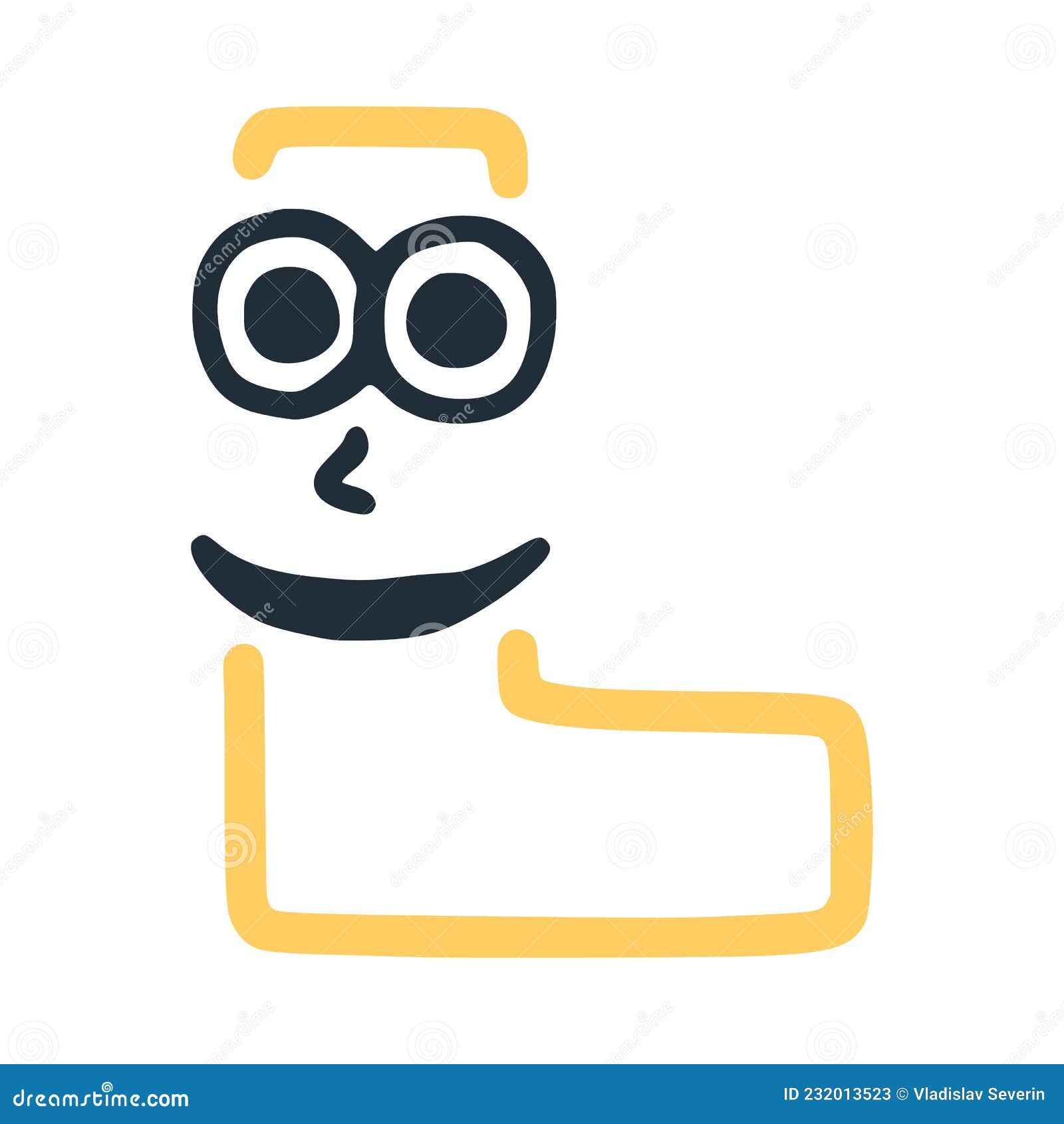 Letter L Happy Eccentric Smiling Character Stock Vector - Illustration ...