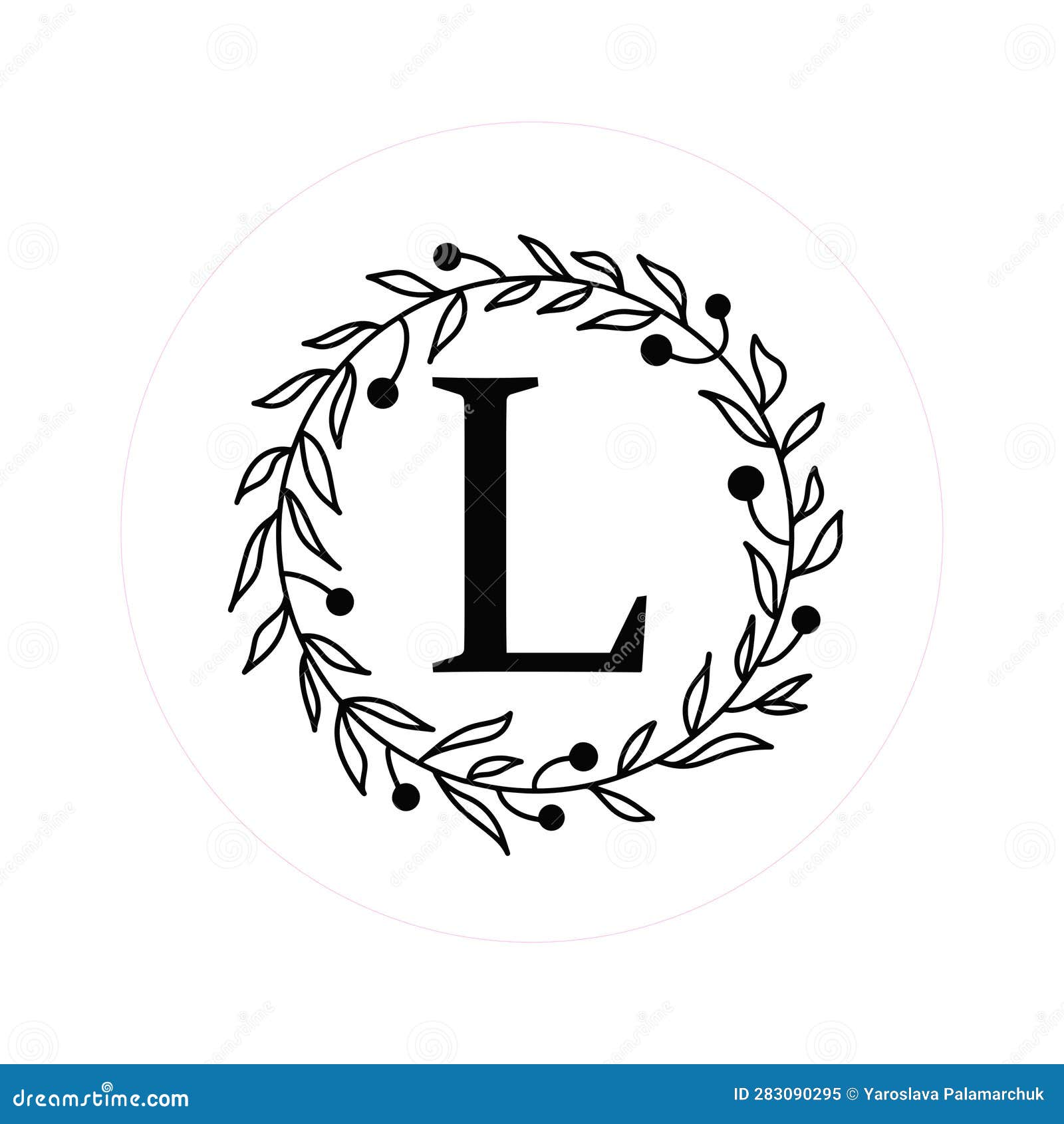 Letter "L" Initials with Round Floral Frames, Vector Monogram Logo ...