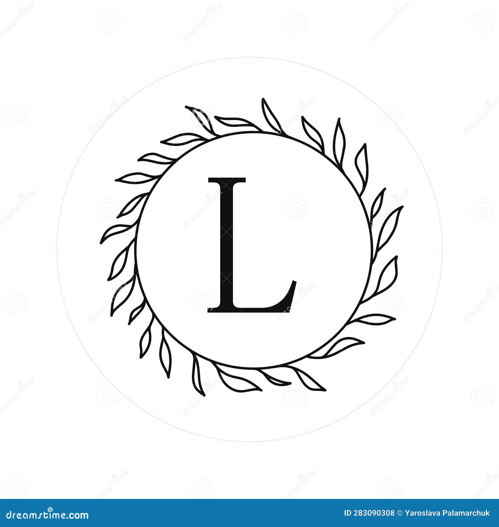 Letter "L" Initials with Round Floral Frames, Vector Monogram Logo ...