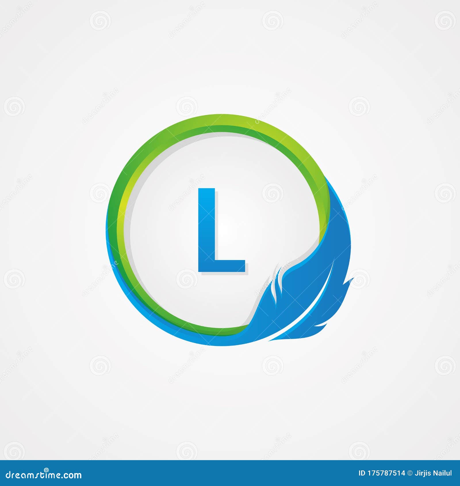 Letter L Inside Round Shaped Feather Icon for Element Design Symbol ...