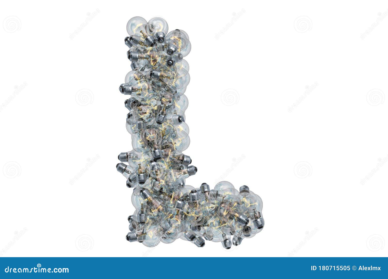 Letter L from Light Bulbs, 3D Rendering Stock Illustration ...