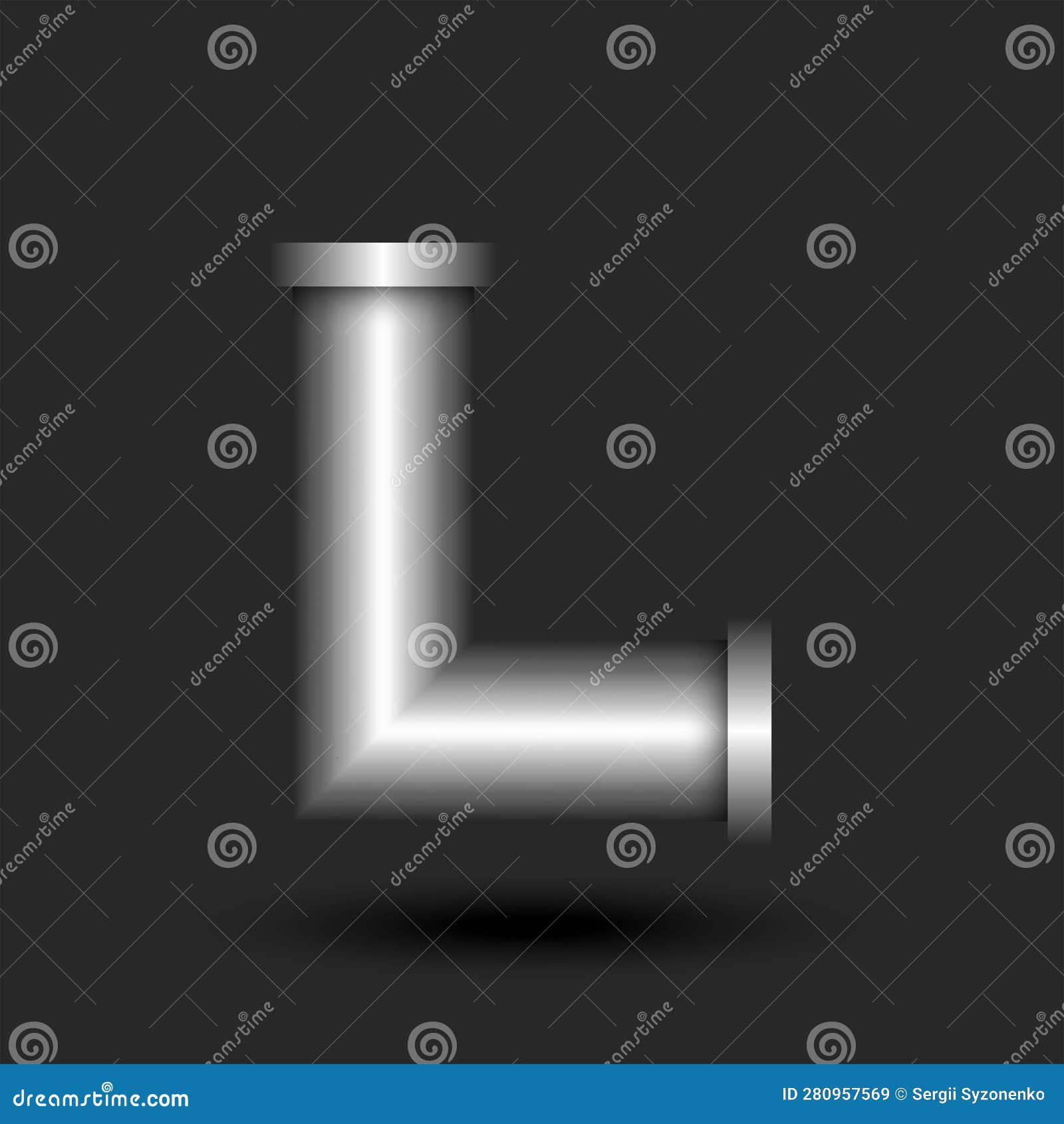 Letter L Logo Monogram 3d Line Pipe Metal Construction With Flanges ...