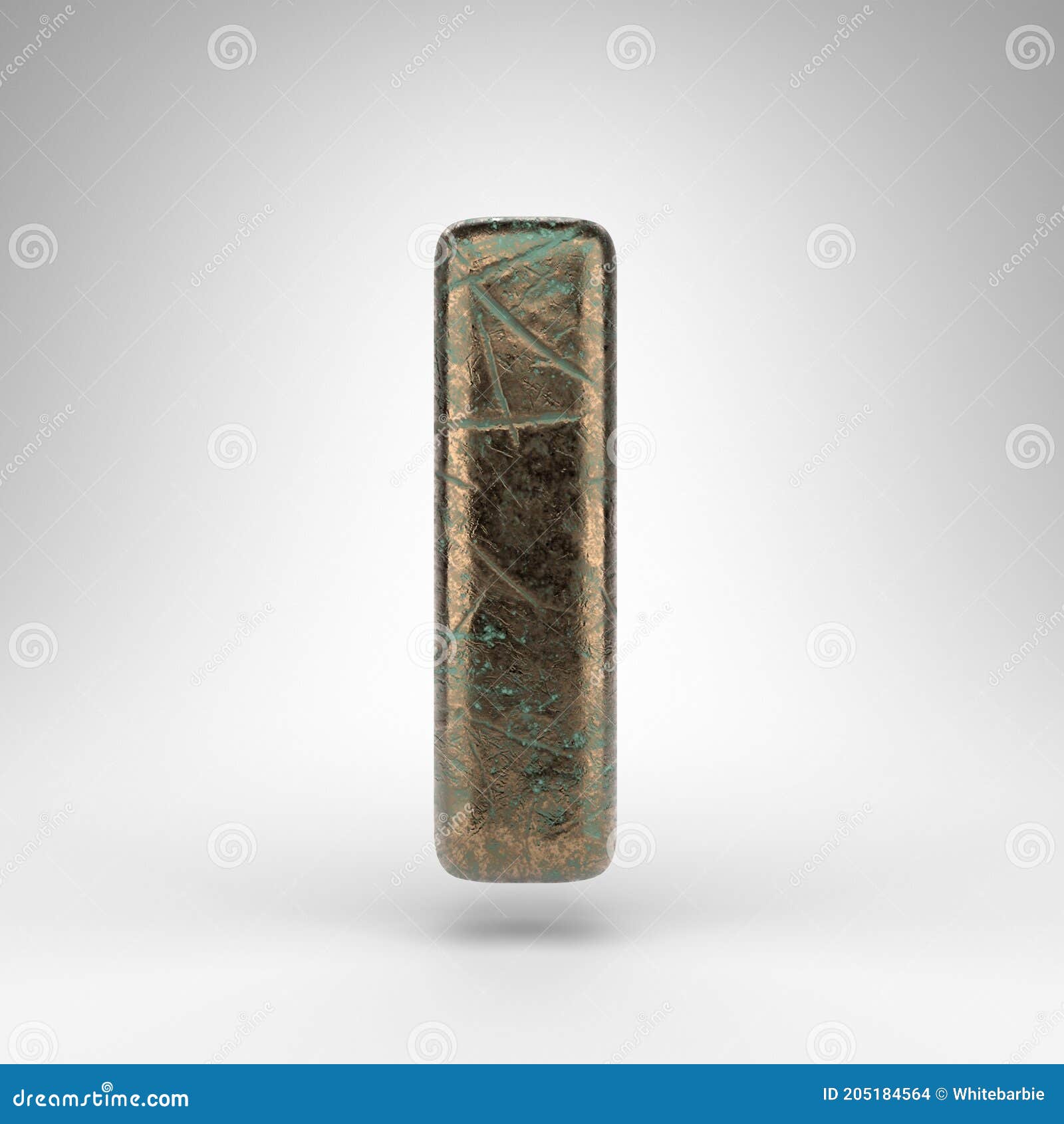 Letter L Lowercase on White Background. Bronze 3D Letter with Oxidized ...