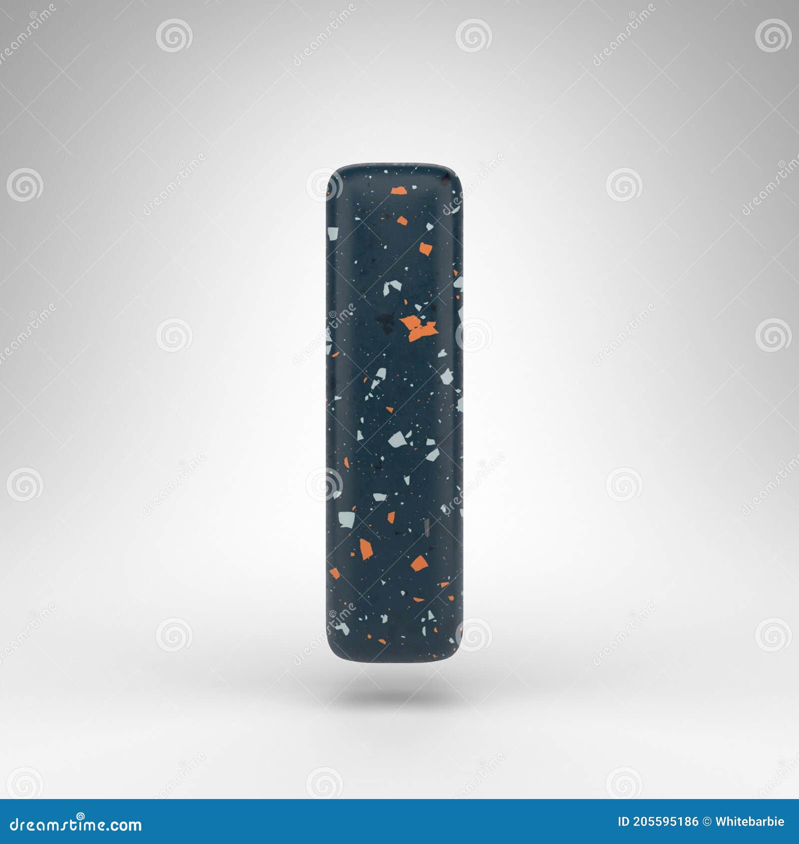 Letter L Lowercase on White Background. 3D Letter with Blue Terrazzo ...