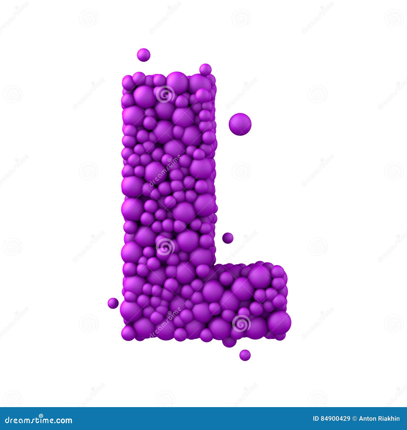 Letter L Made of Plastic Beads, Purple Bubbles, Isolated on White, 3d ...