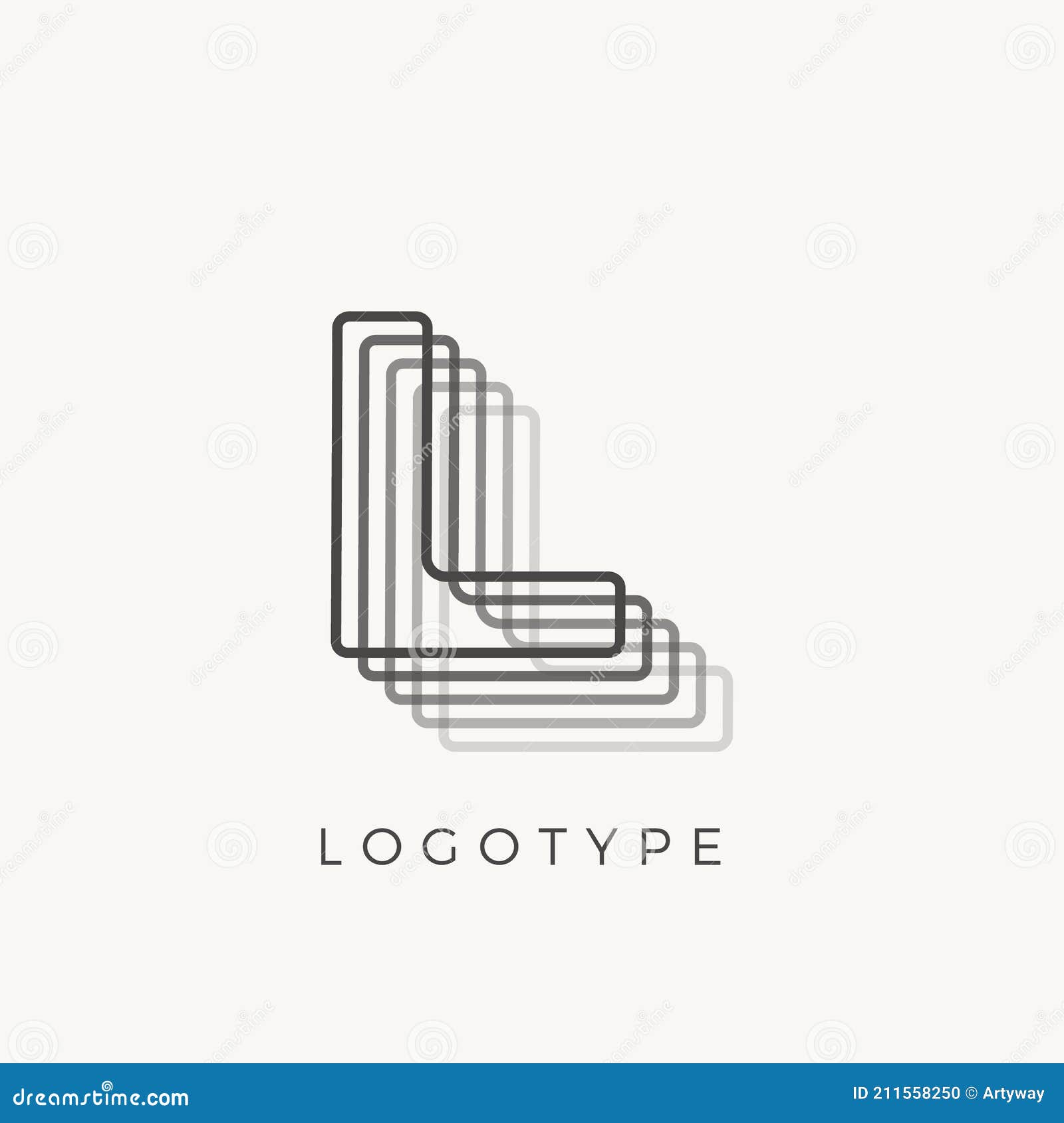 Letter L of Outline Stripes, Blend Effect Letter for Monogram and Logo ...