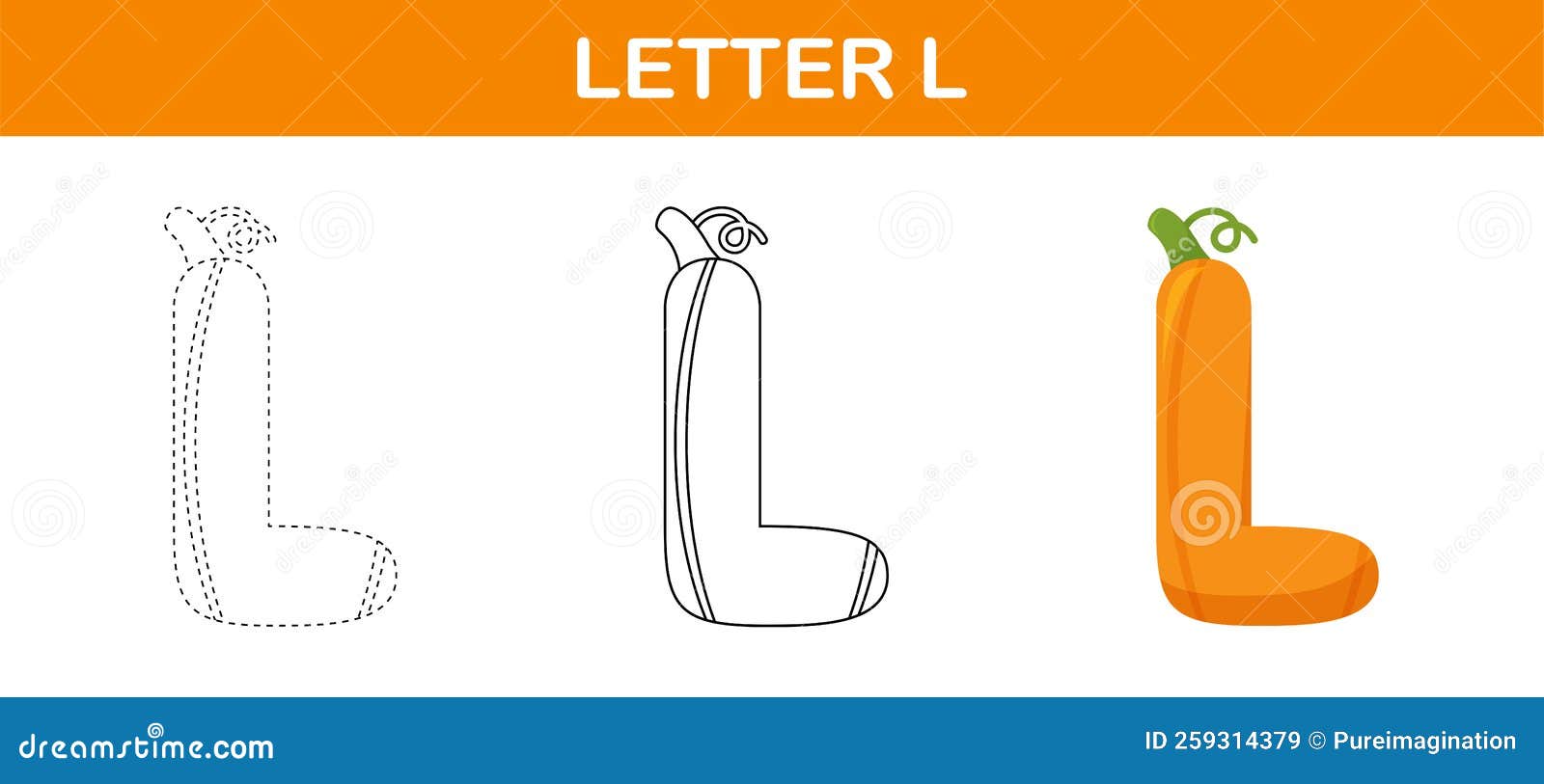 Letter L Pumpkin Tracing and Coloring Worksheet for Kids Stock Vector ... Letter L Pumpkin Tracing and Coloring Worksheet for Kids Stock Vector ...