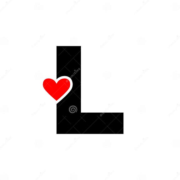 Letter L with Red Heart Monogram. L Heart Icon Stock Vector ...
