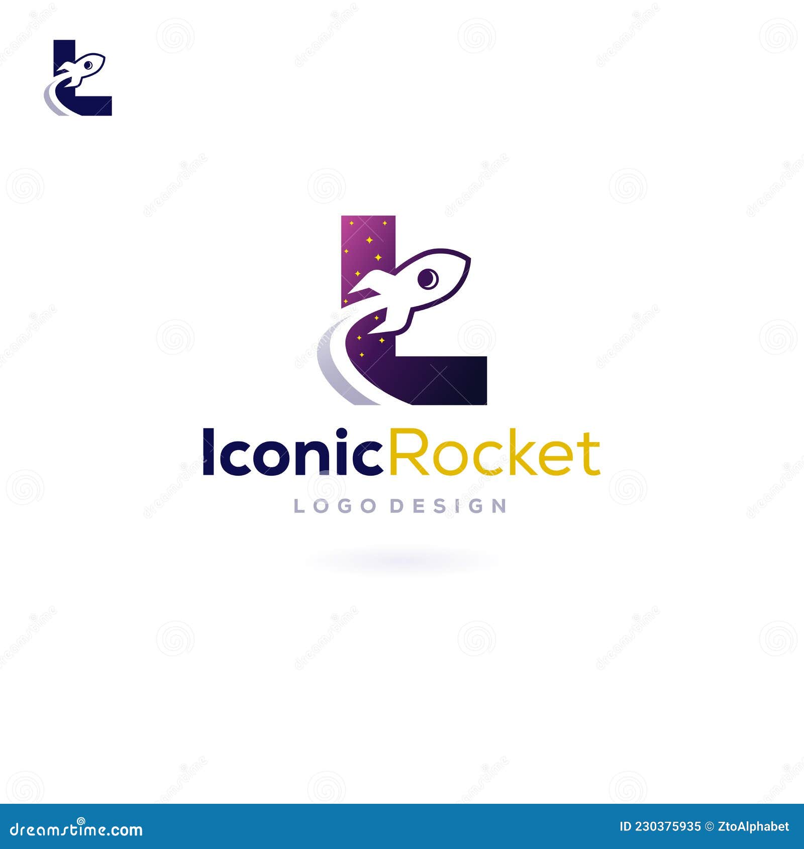 Letter L Rocket Logo Spaceship Launch into Galaxy Stock Vector ...
