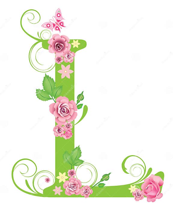 Letter L with roses stock vector. Illustration of symbol - 7967416